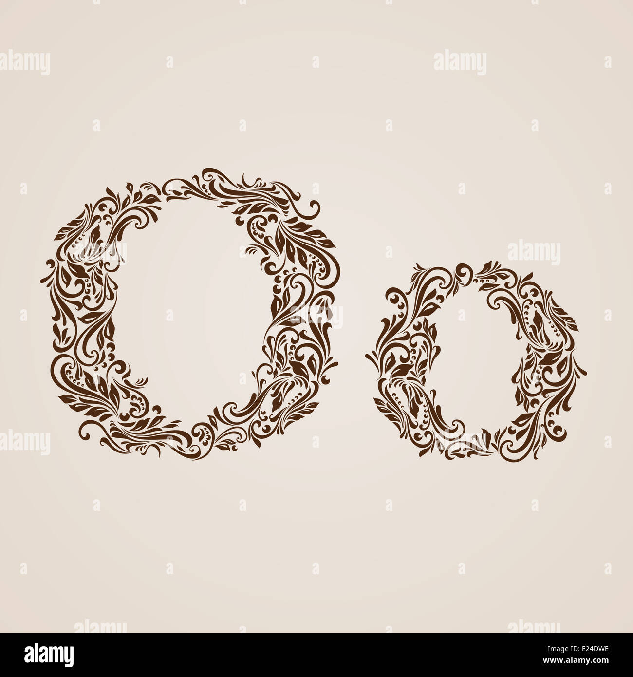 Handsomely decorated letter o in upper and lower case Stock Photo - Alamy