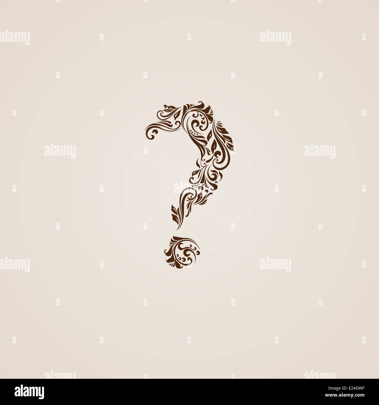 Handsomely decorative ornament question mark on a beige background ...
