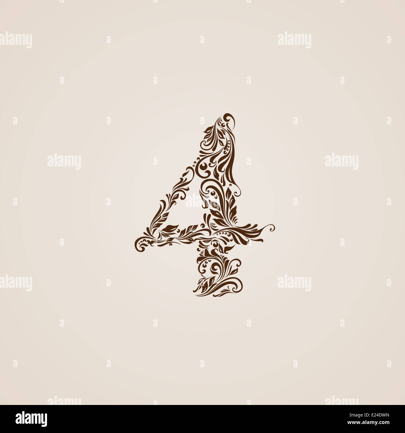 Richly decorated four digit on beige background Stock Photo - Alamy