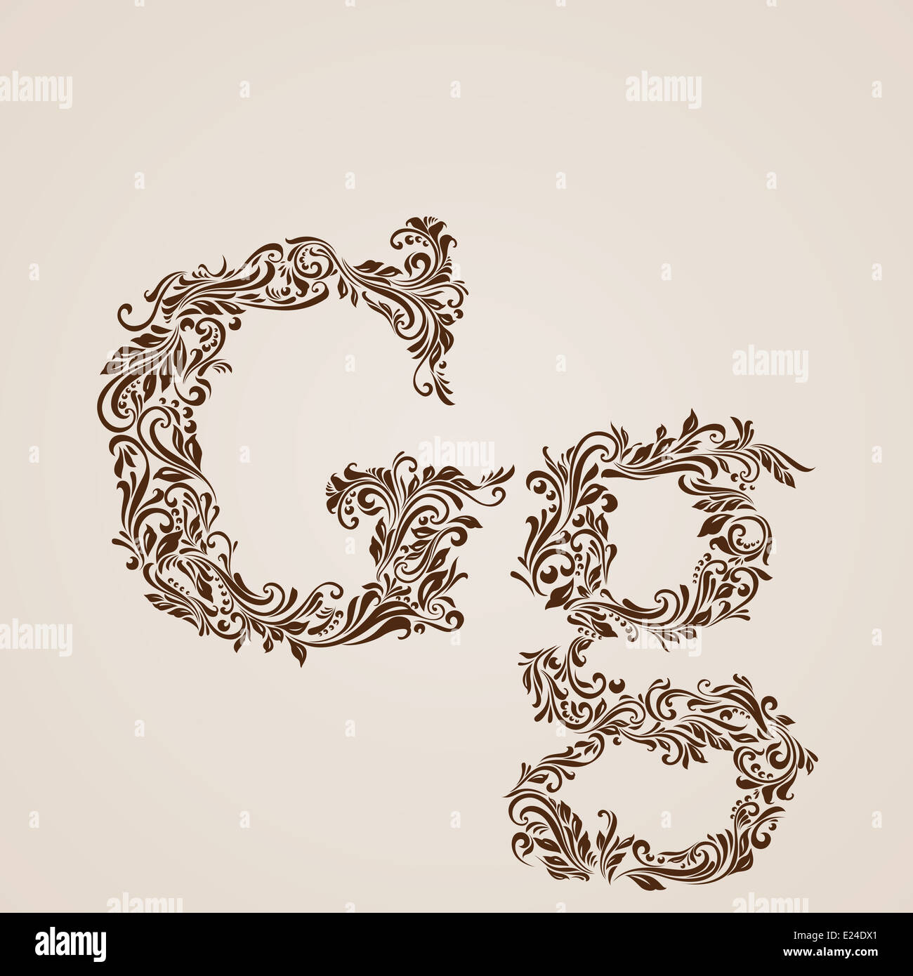 Handsomely decorated letter g in upper and lower case Stock Photo - Alamy