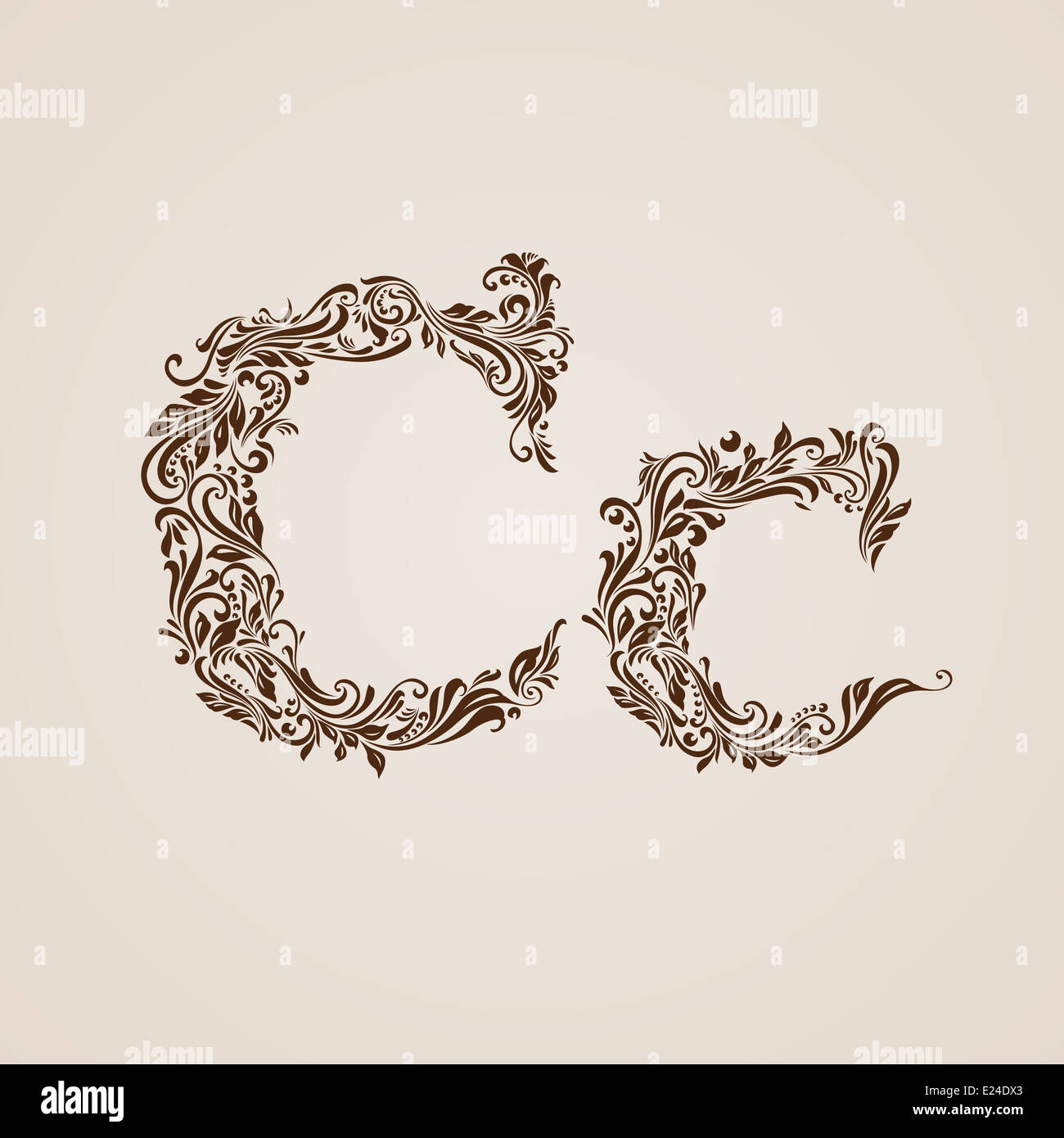 Handsomely decorated letter c in upper and lower case Stock Photo - Alamy