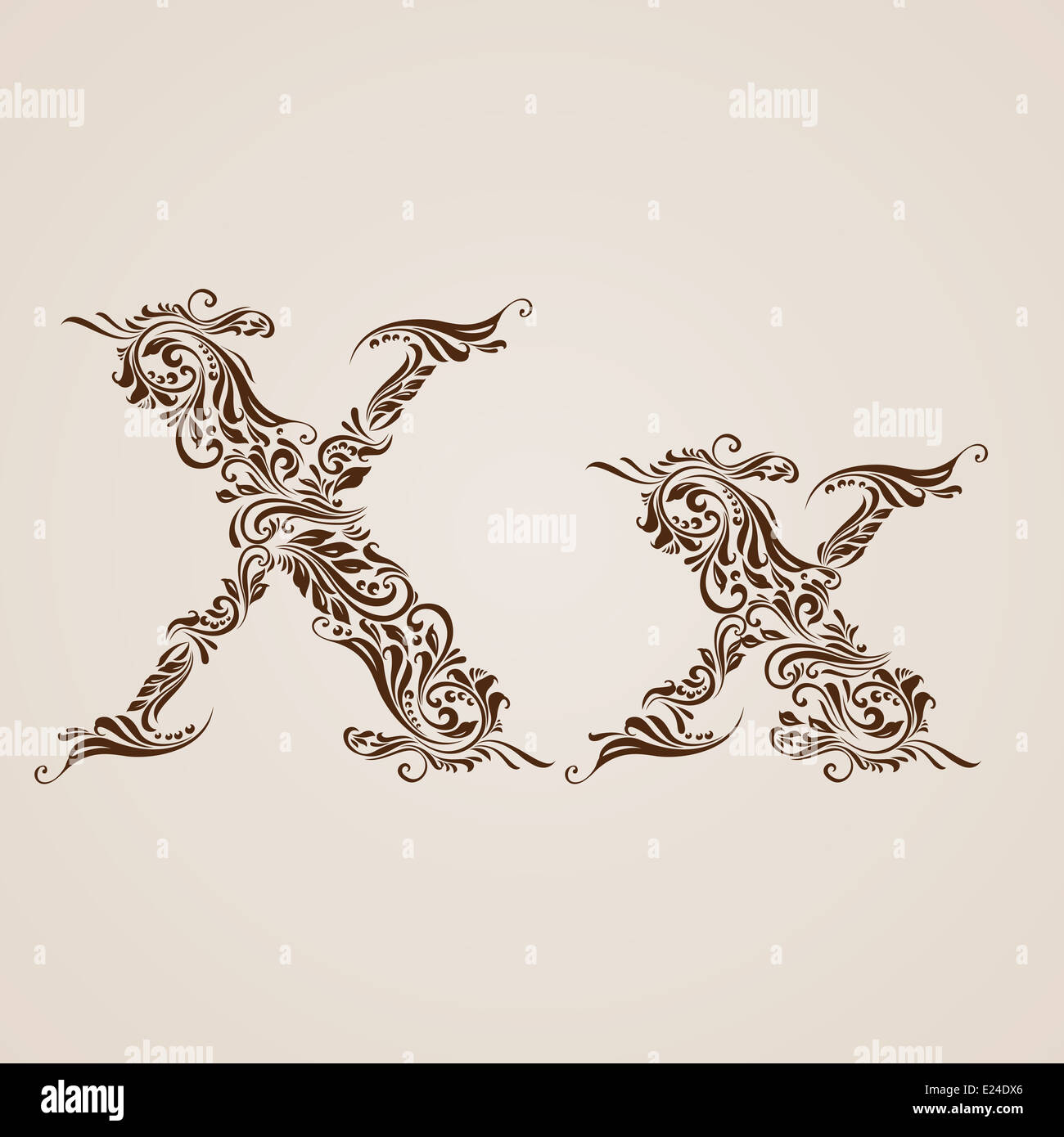 Handsomely decorated letter x in upper and lower case Stock Photo - Alamy