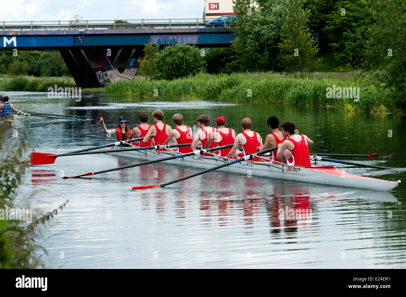 Cambridge May Bumps, Lady Margaret Boat Club men`s eight Stock Photo ...