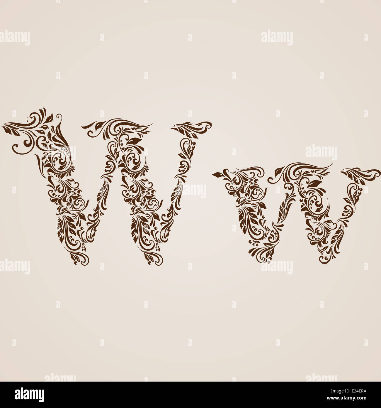 Handsomely decorated letter w in upper and lower case Stock Photo - Alamy