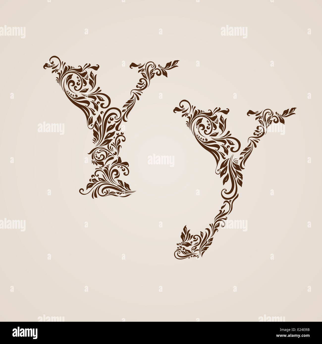 Handsomely decorated letter y in upper and lower case Stock Photo - Alamy