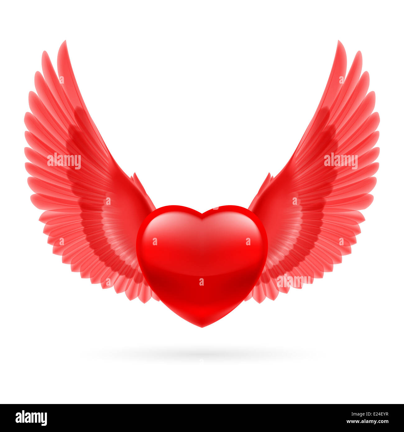 Red heart with bright red raised wings Stock Photo - Alamy