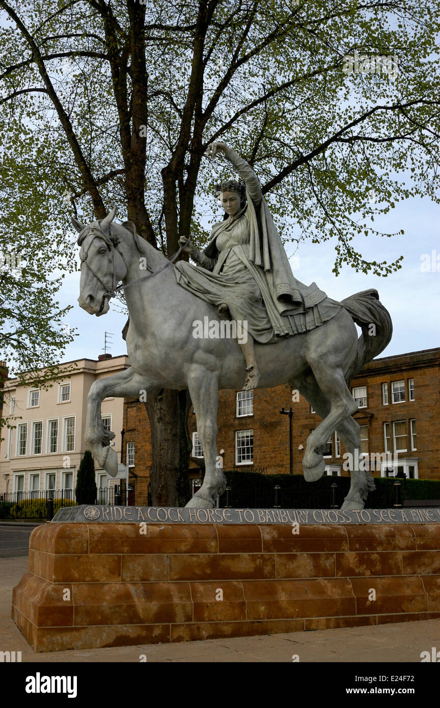 Statue of the 'Fine Lady upon a White Horse' at Banbury Cross in ...
