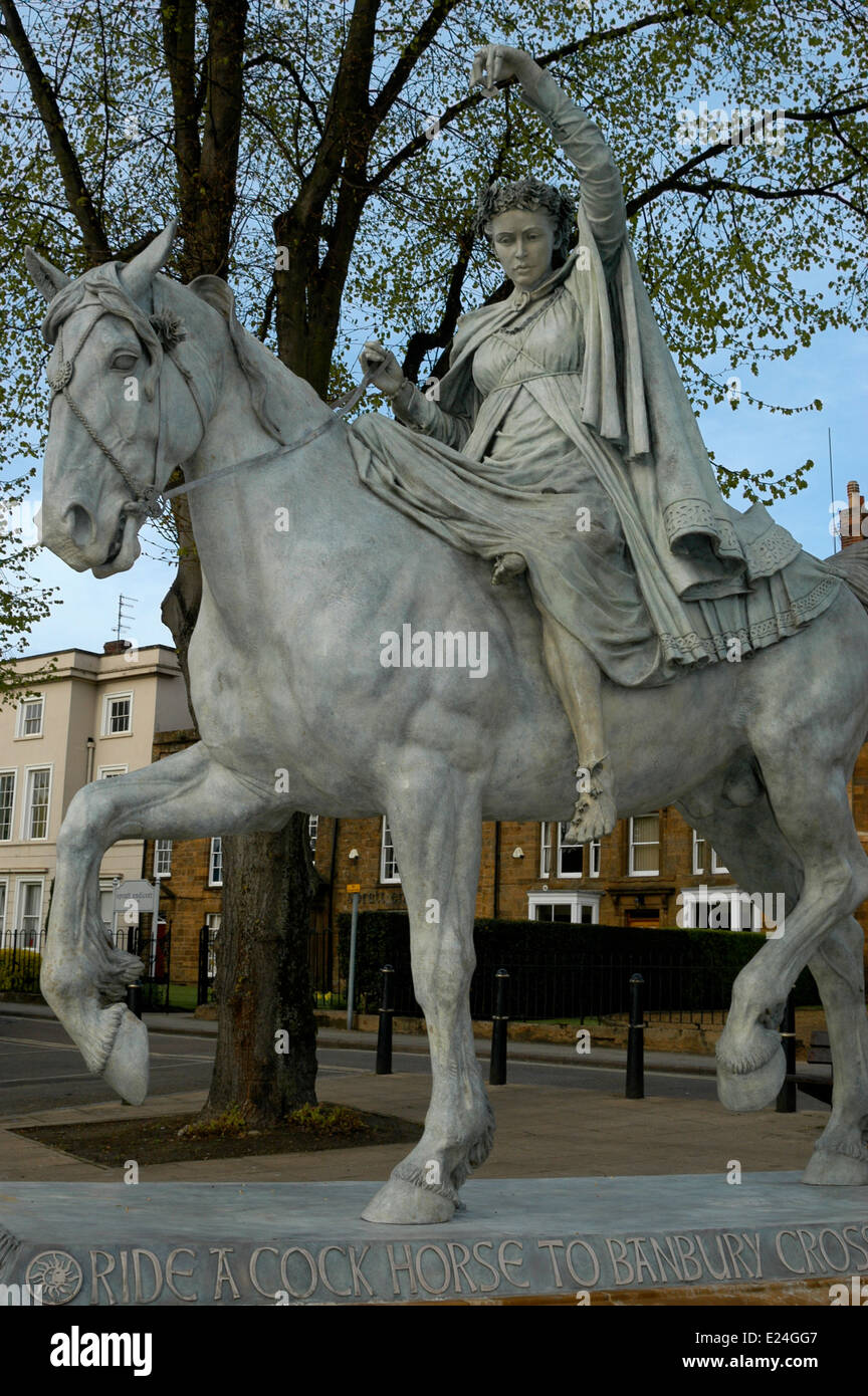 Statue of the 'Fine Lady upon a White Horse' at Banbury Cross in ...