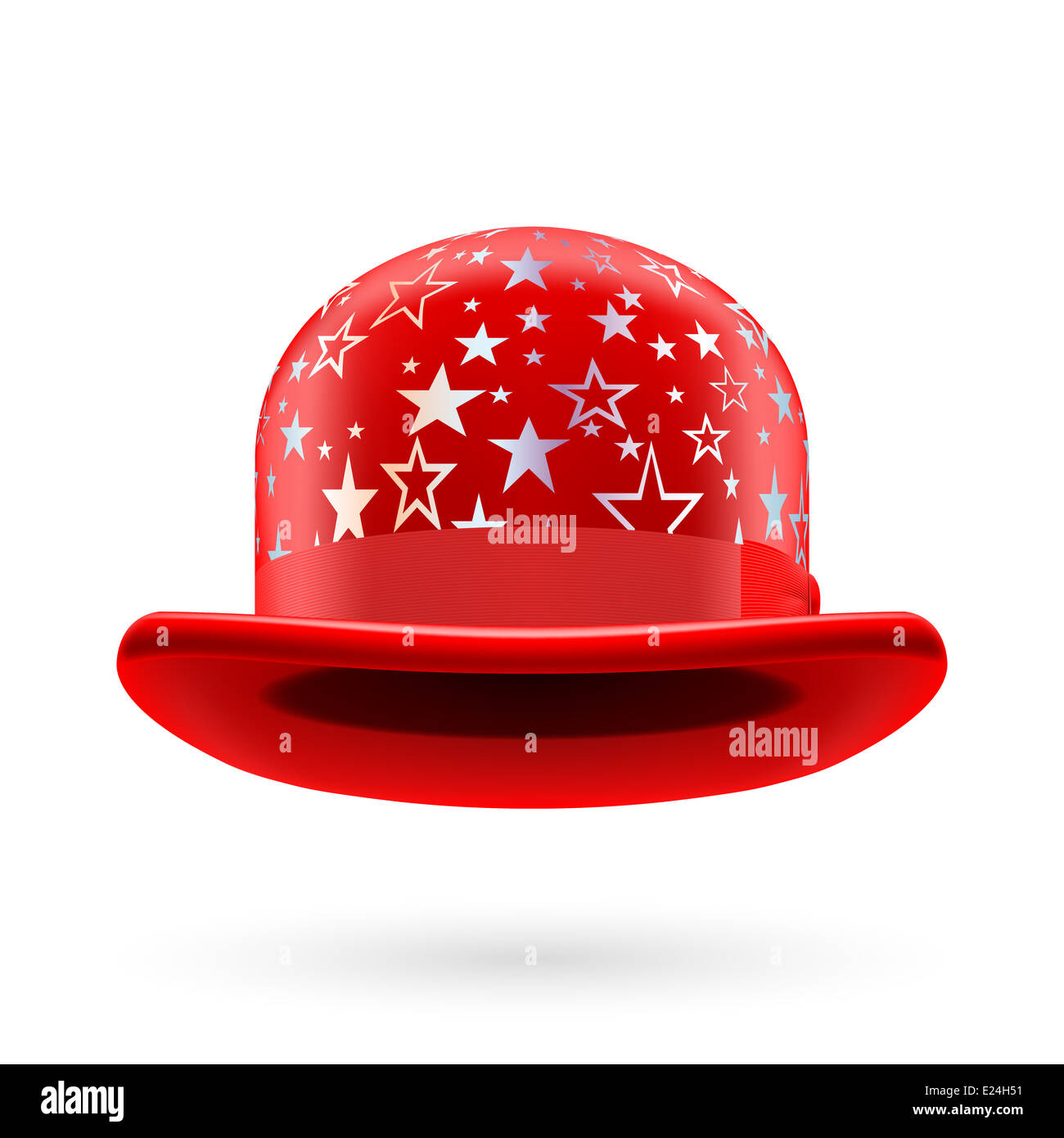 Red round bowler hat with silver glistening stars Stock Photo - Alamy