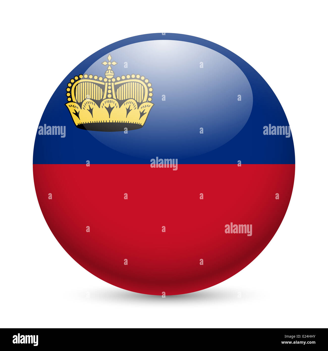 Flag of Liechtenstein as round glossy icon. Button with flag colors ...