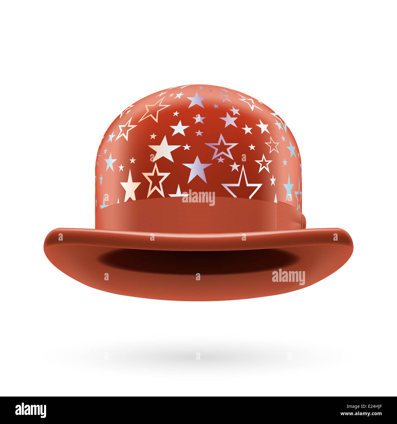 Brown round bowler hat with silver glistening stars Stock Photo - Alamy