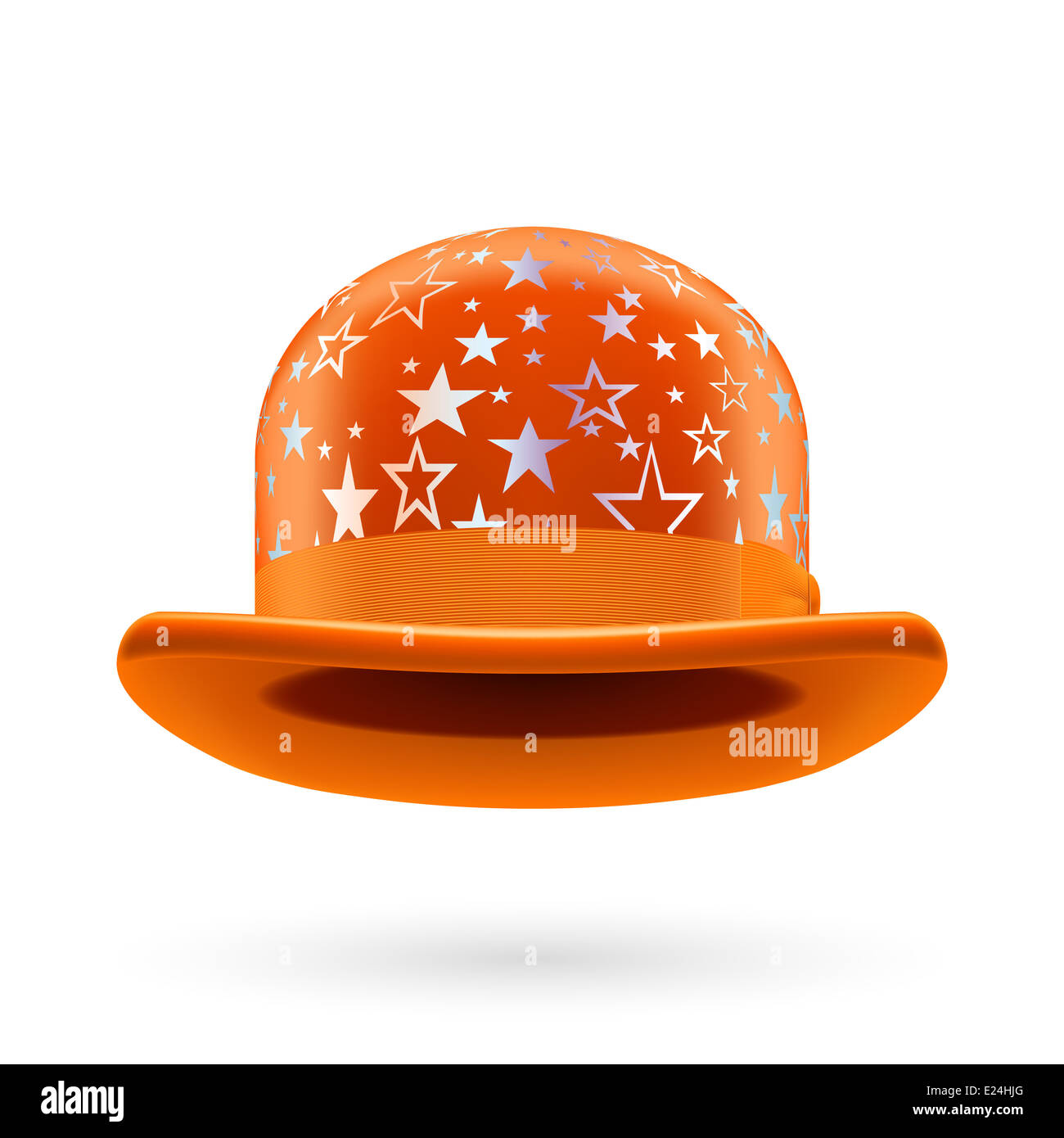 Orange round bowler hat with silver glistening stars Stock Photo - Alamy