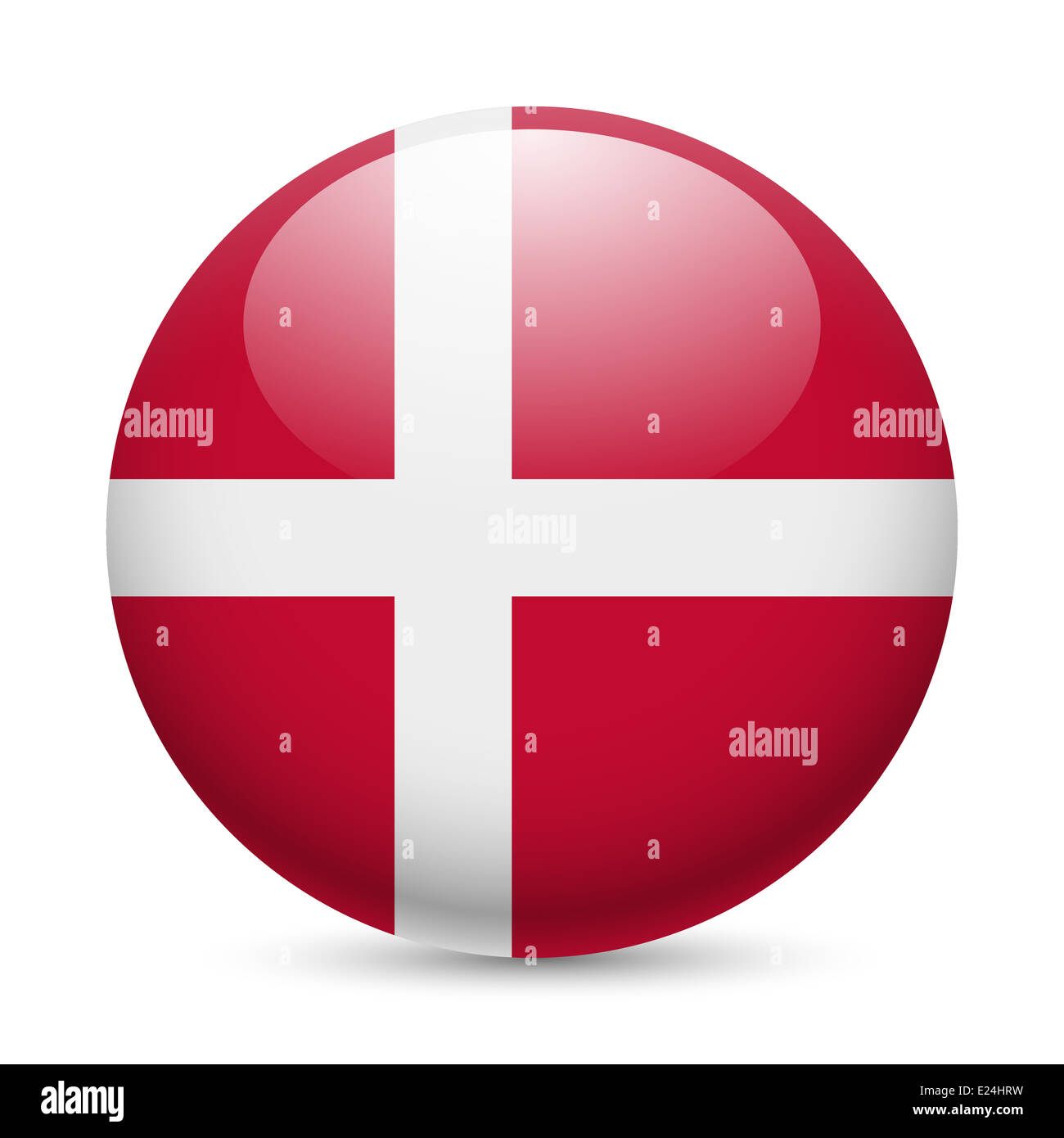 Flag of Denmark as round glossy icon. Button with Danish flag Stock ...