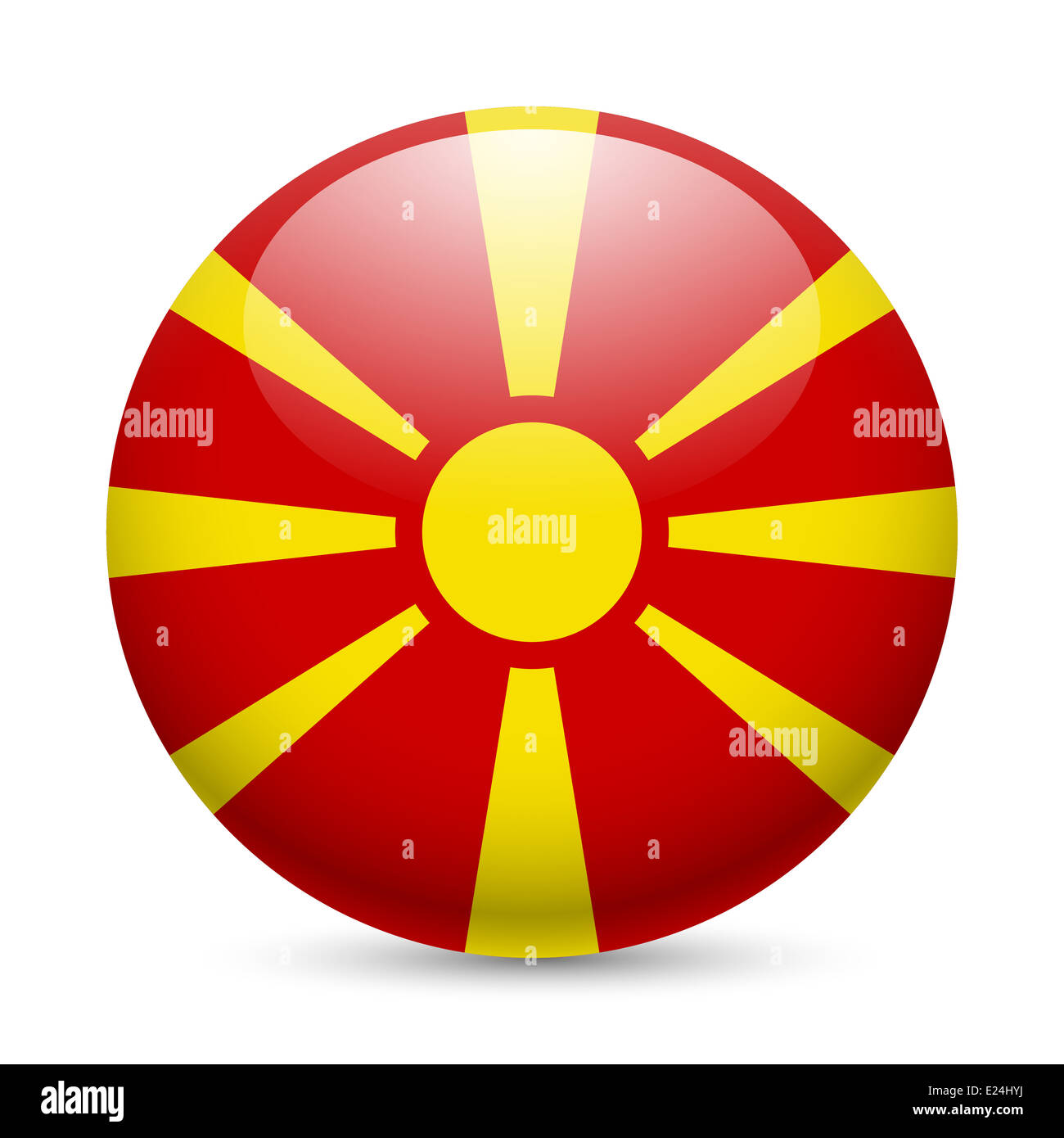 Flag of Macedonia as round glossy icon. Button with Macedonian flag ...