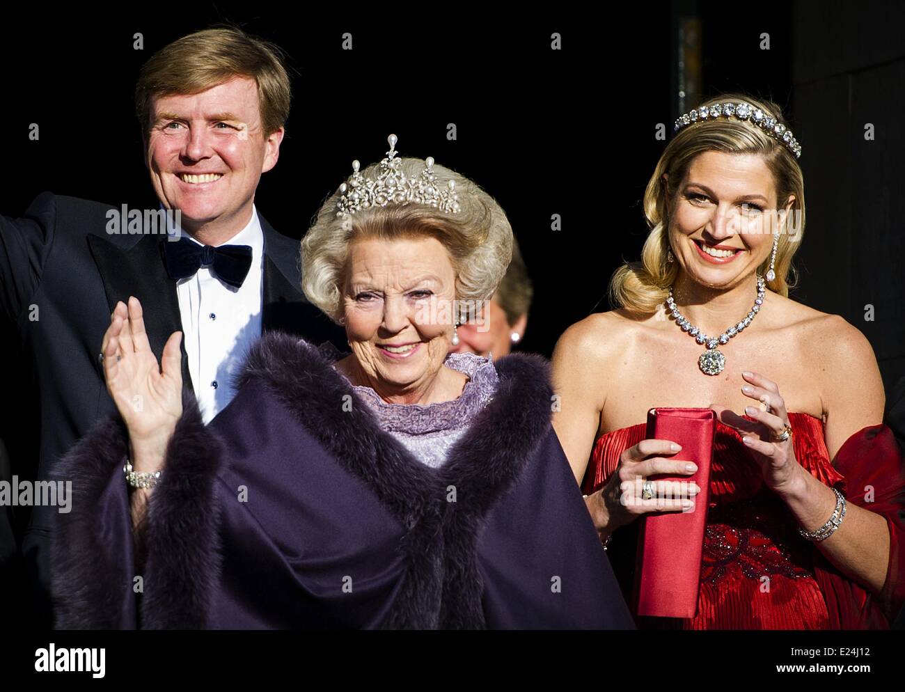 Crown Prince Willem-Alexander,Queen Beatrix and Princess Maxima at a Gala dinner ahead of ...