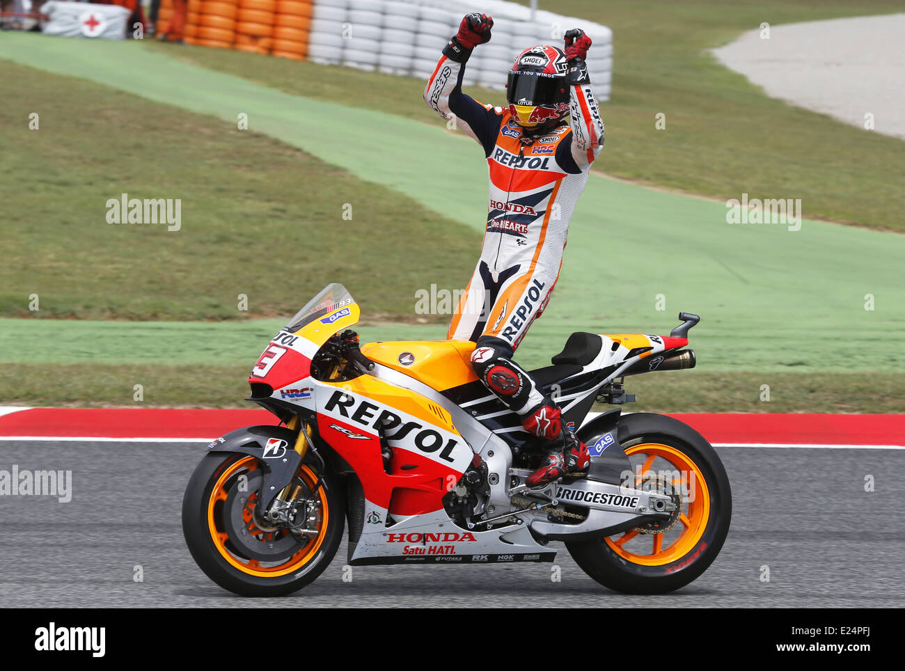 Barcelona, Spain. 15th June, 2014. Marc Marquez celebration in Moto GP ...