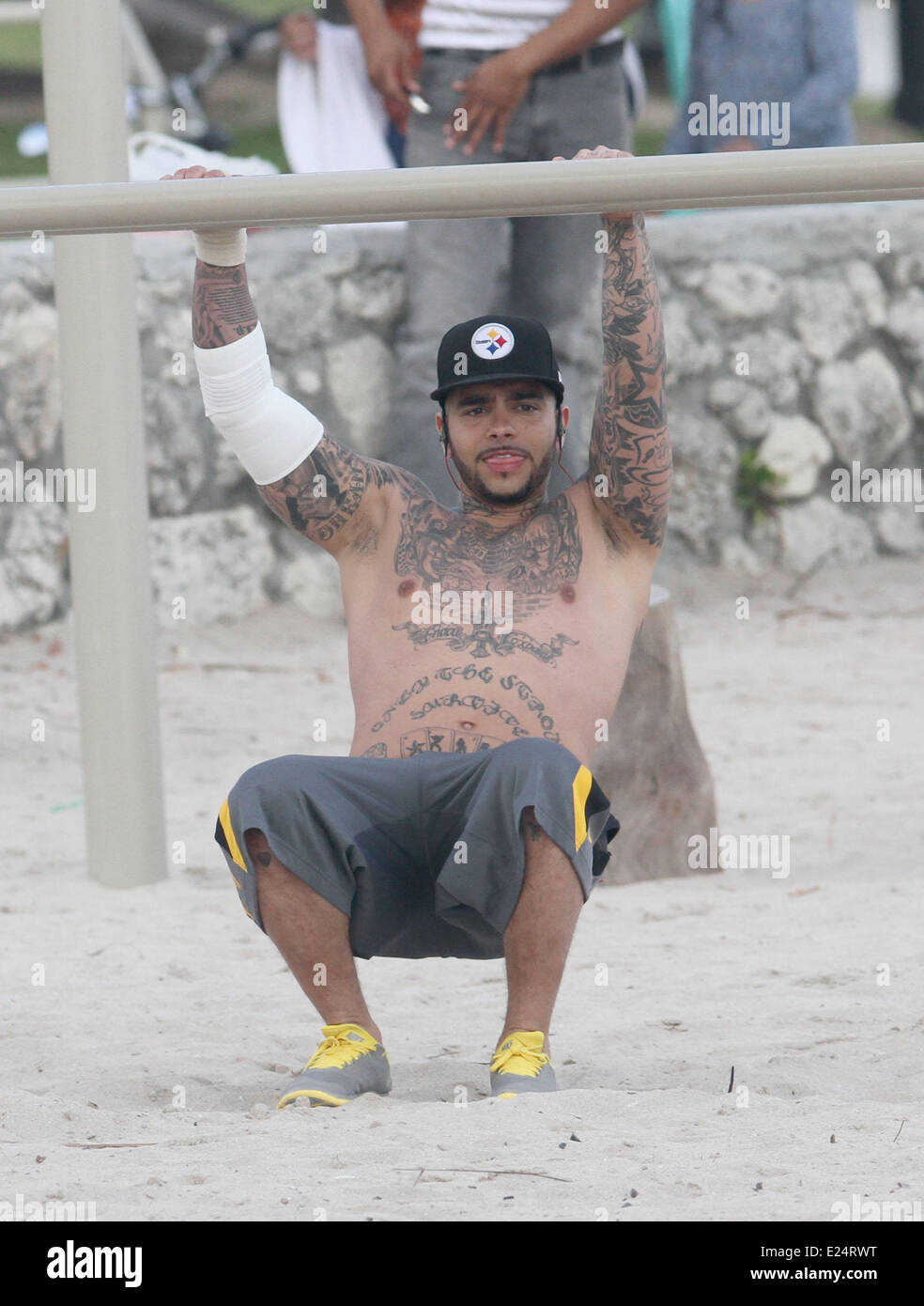 Russian rapper Timati exercises on Miami beach Featuring: Rapper Timati ...