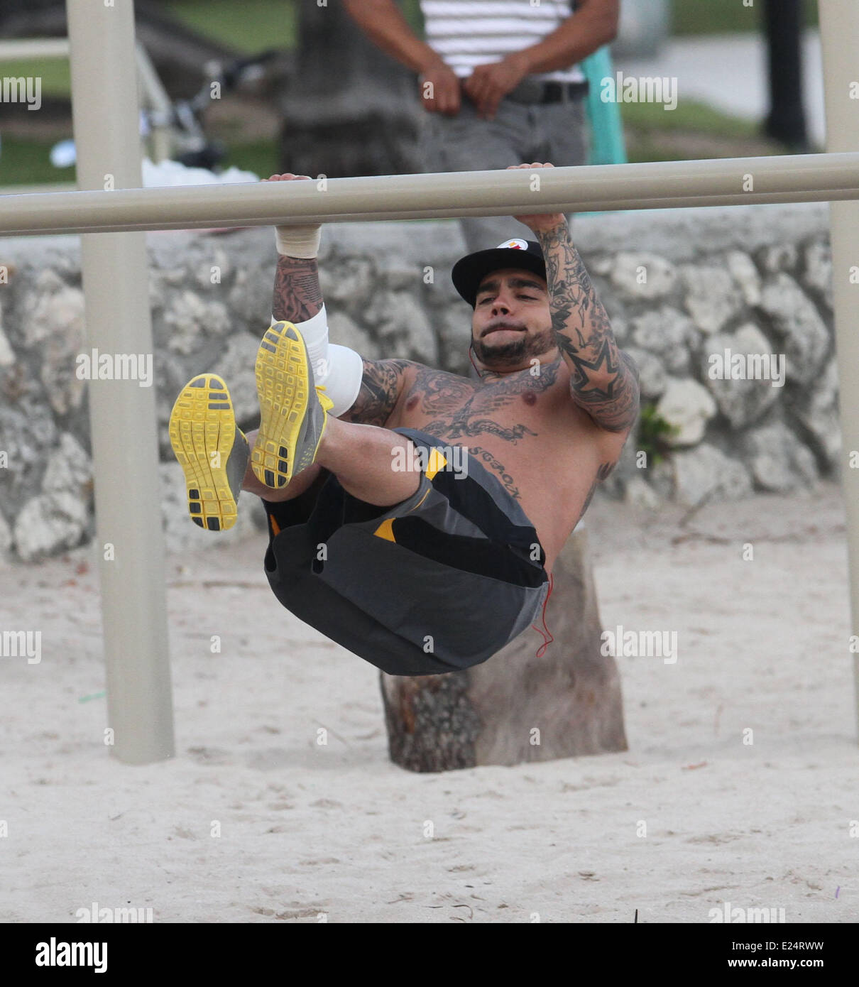 Russian rapper Timati exercises on Miami beach Featuring: Rapper Timati ...