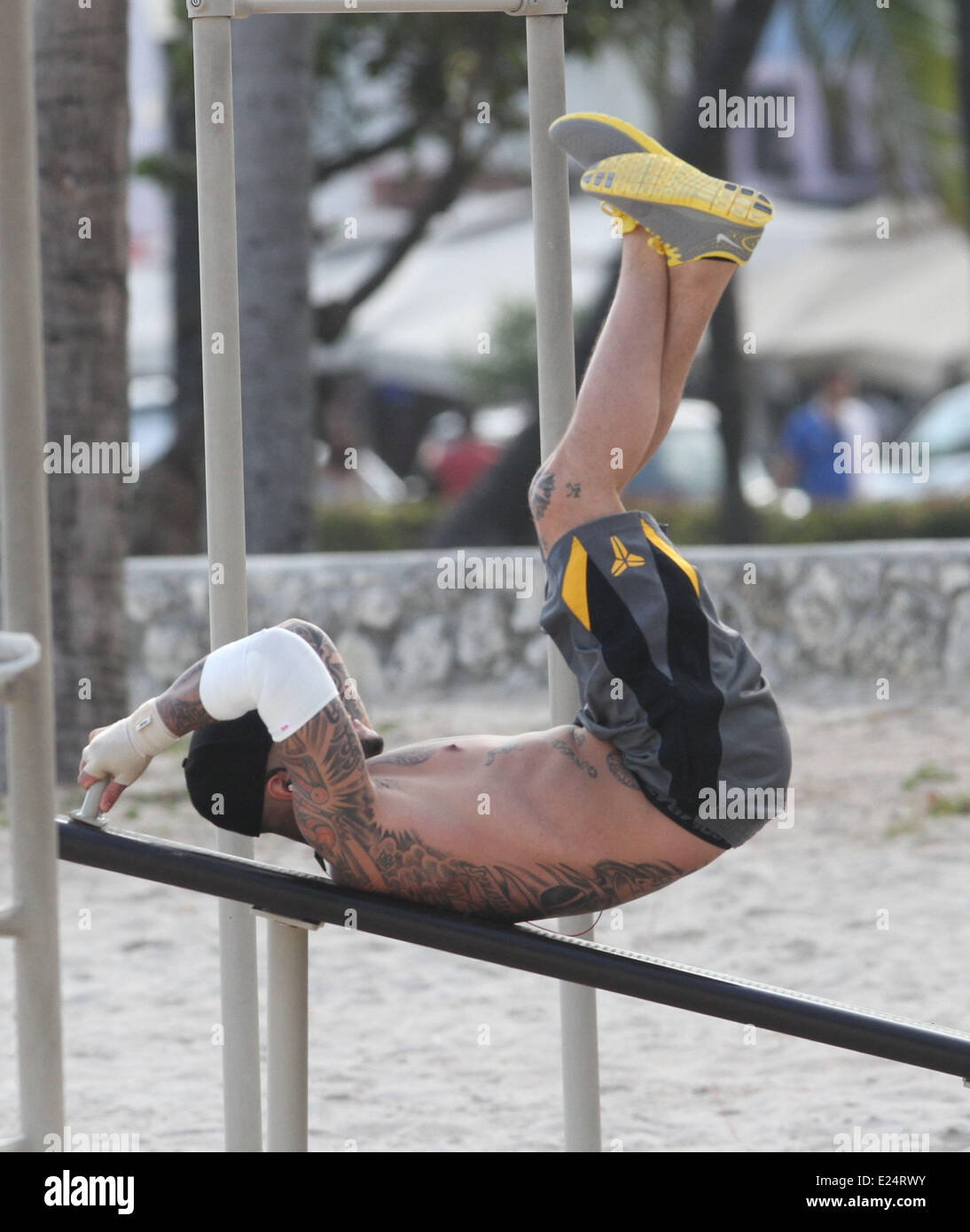 Russian rapper Timati exercises on Miami beach Featuring: Rapper Timati ...