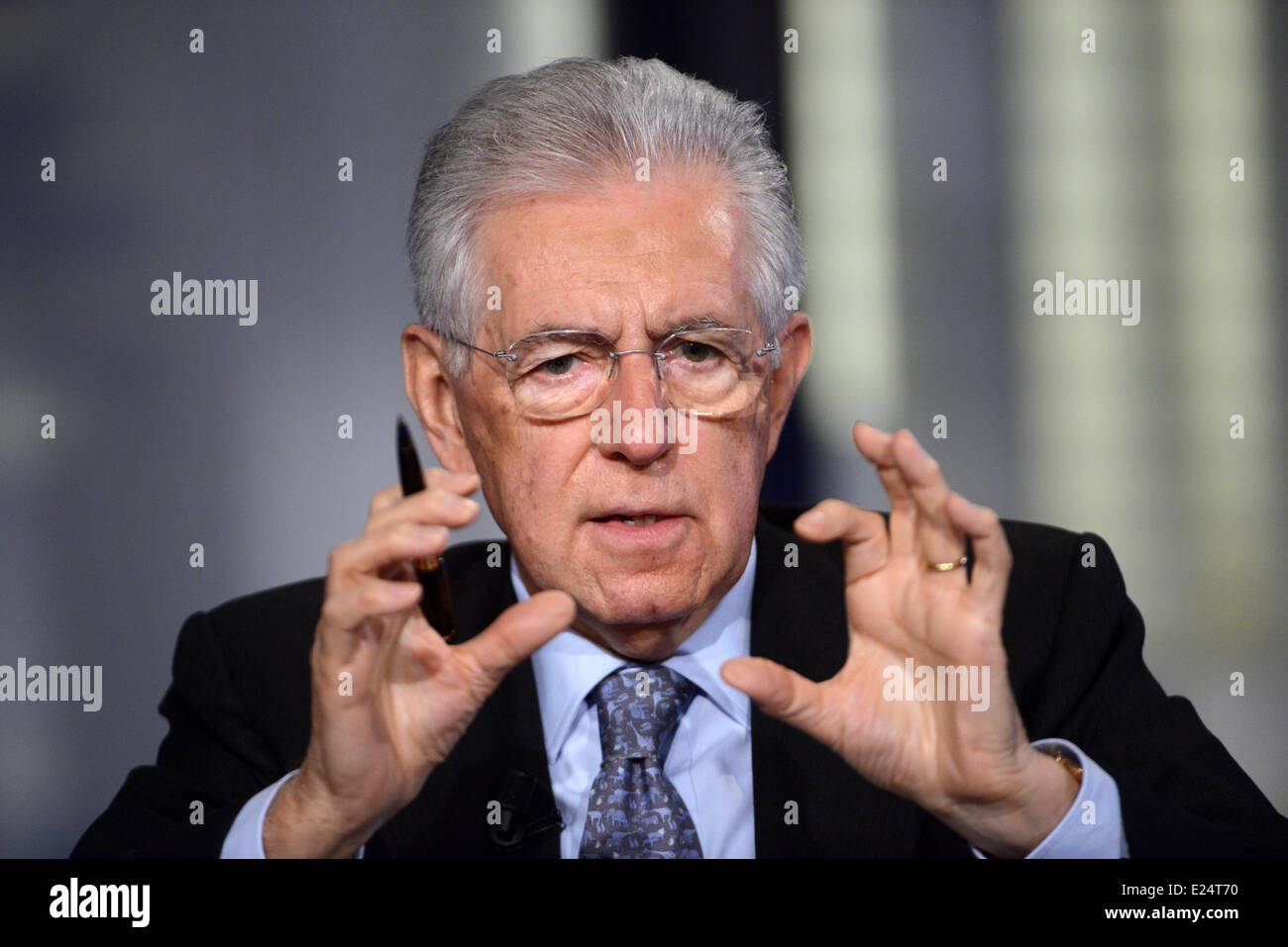 Italian Prime Minister Mario Monti attends the Italian TV show 'Porta A ...