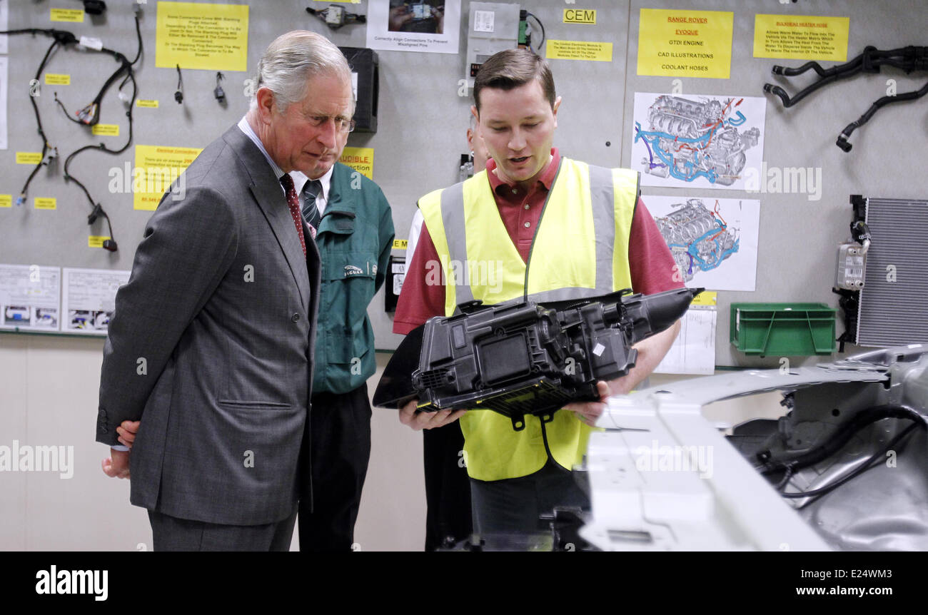 Prince Charles, Prince of Wales visits the Jaguar Land Rover Halewood ...