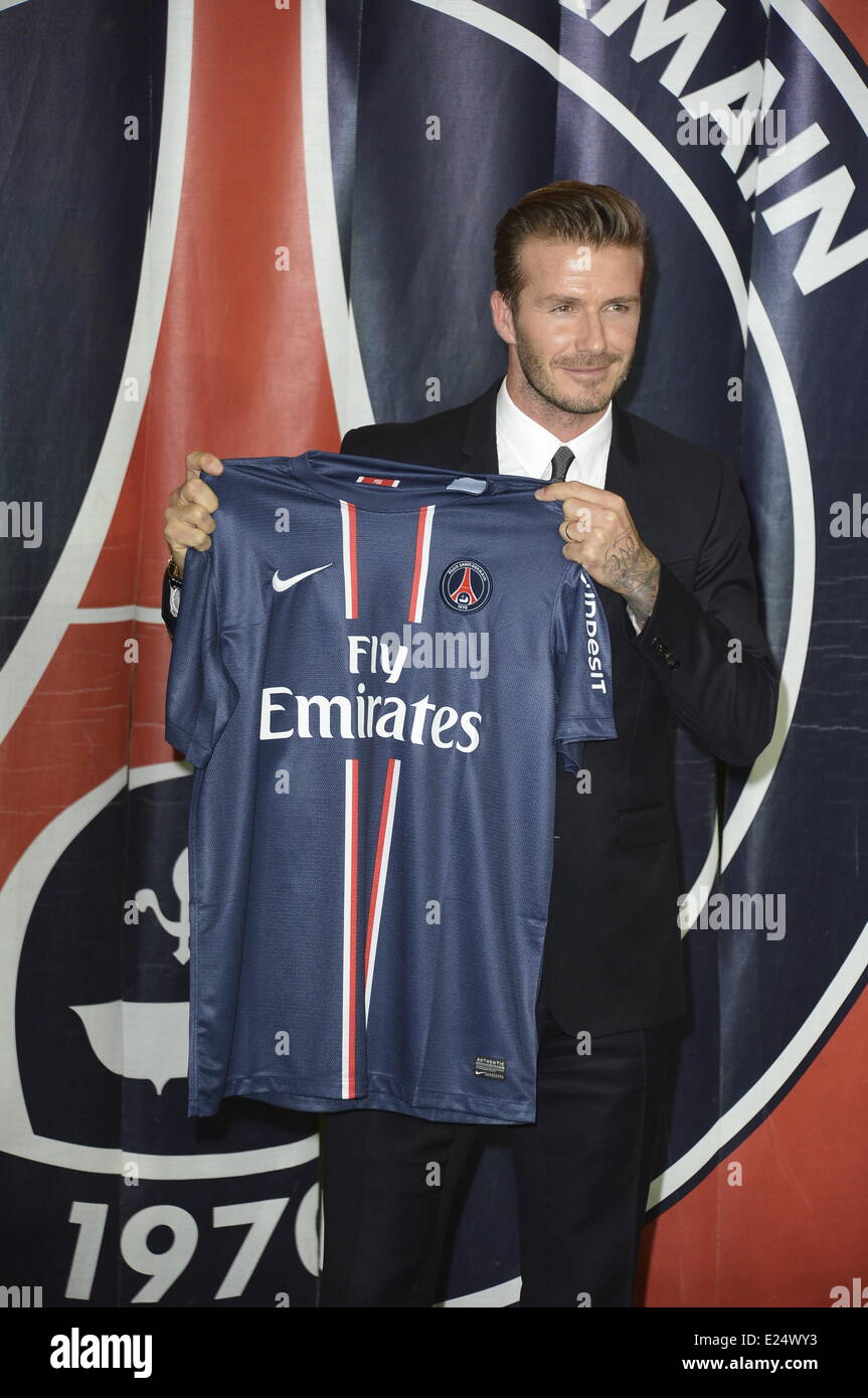 David Beckham attends a press conference after signing up for the ...