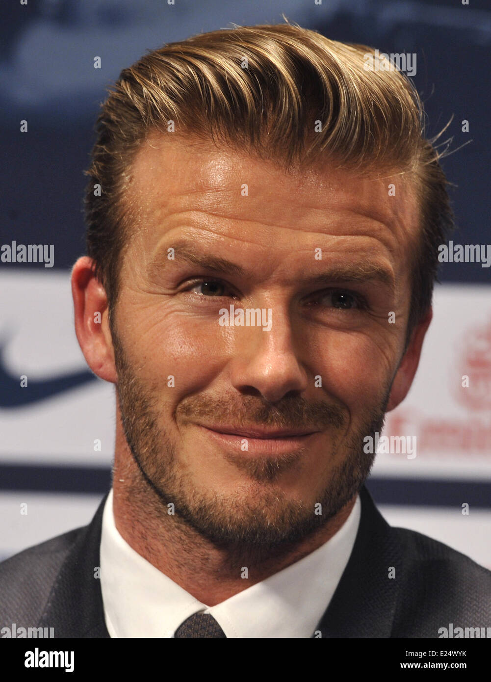 David Beckham attends a press conference after signing up for the ...