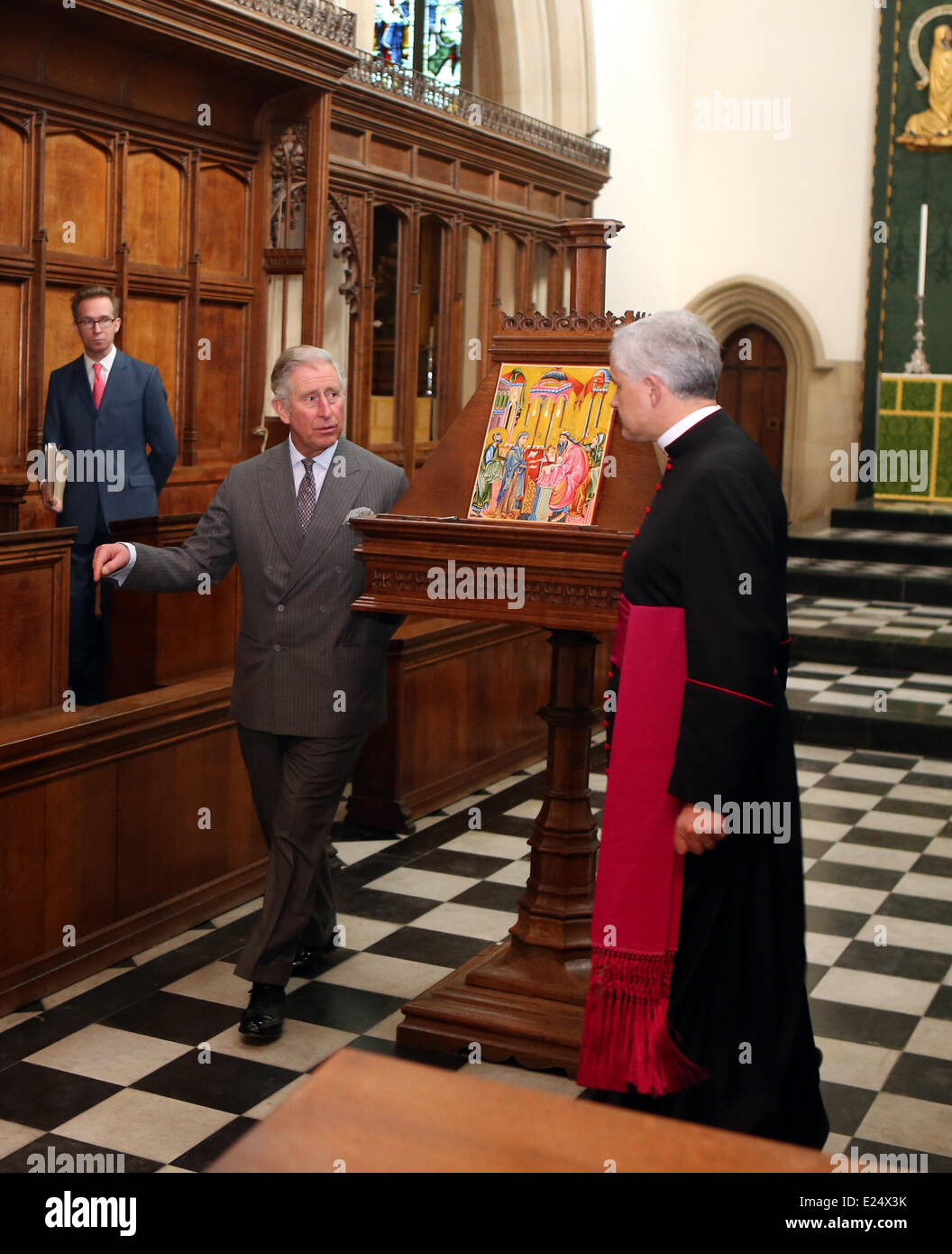 Charles, Prince of Wales, is shown the house Chapel by The Reverend ...