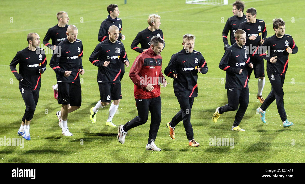 Poland's national football team have a practice session at a training ...