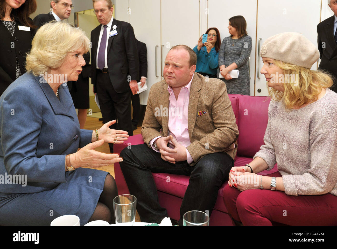 The Duchess of Cornwall talks with cancer patient Mrs Carol Sealey and ...
