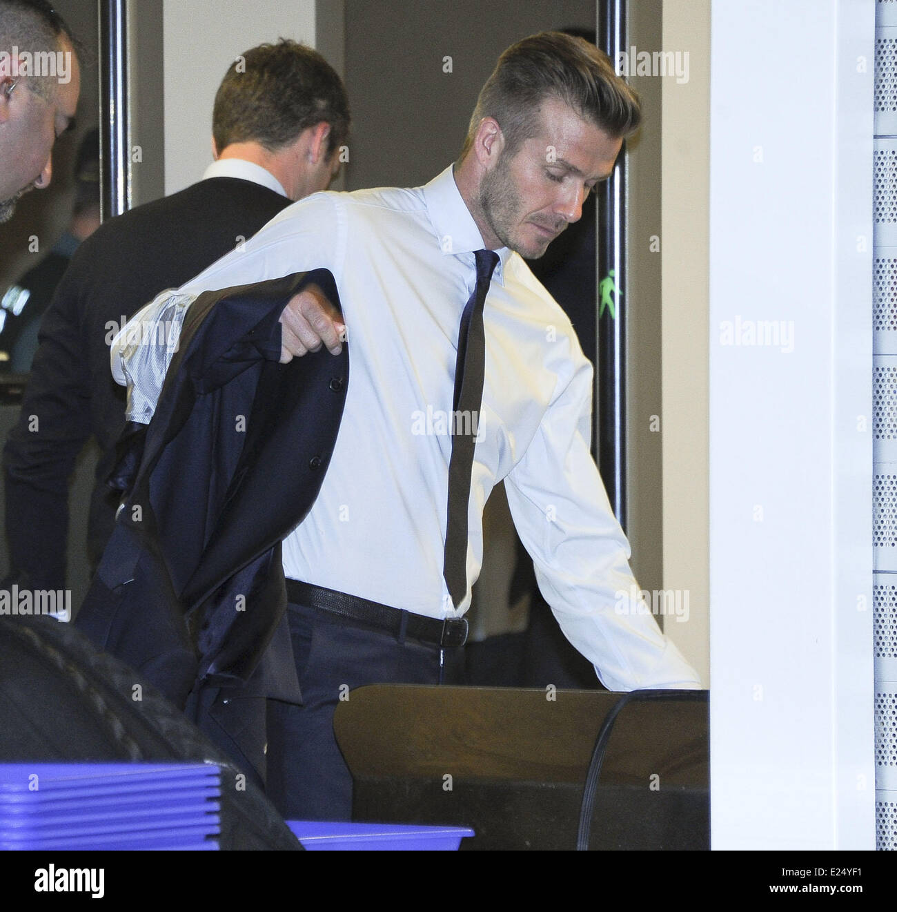 David Beckham goes through security check at Valencia Airport Featuring ...
