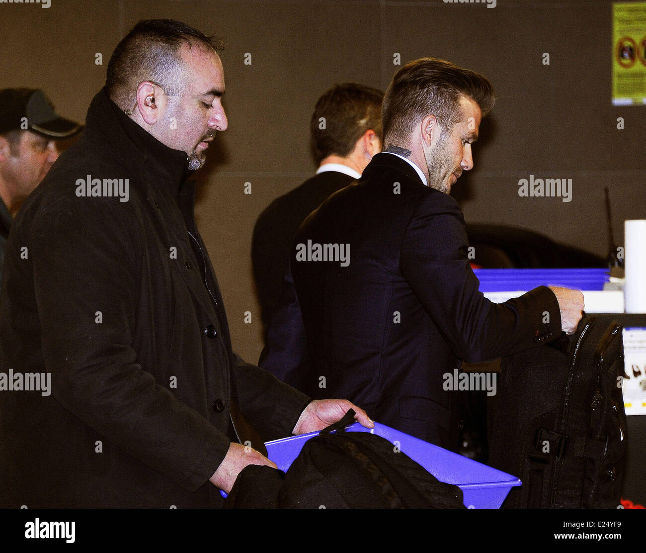David Beckham goes through security check at Valencia Airport Featuring ...