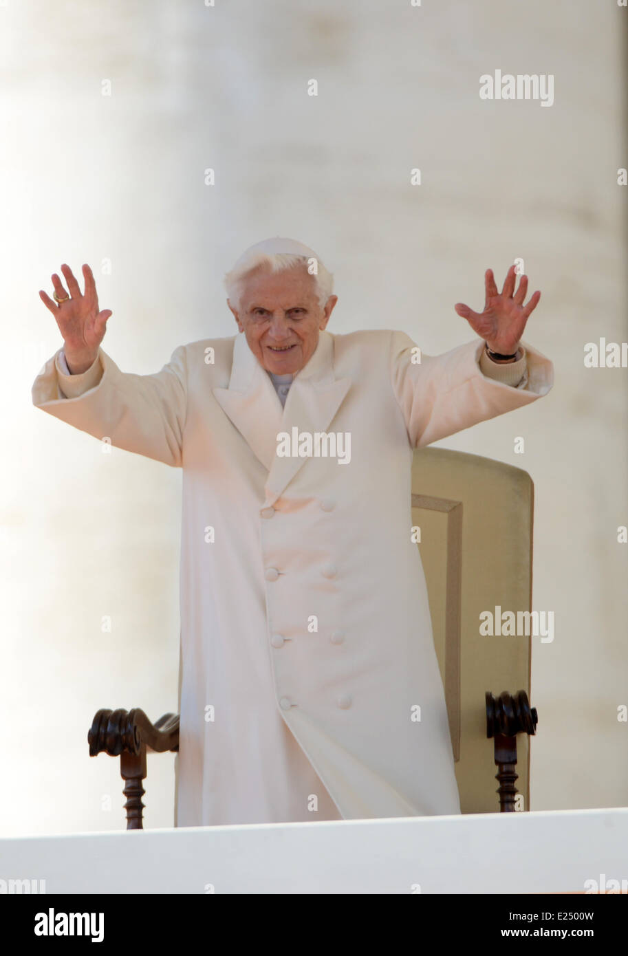 Pope Benedict XVI holds his last general audience before his retirement ...