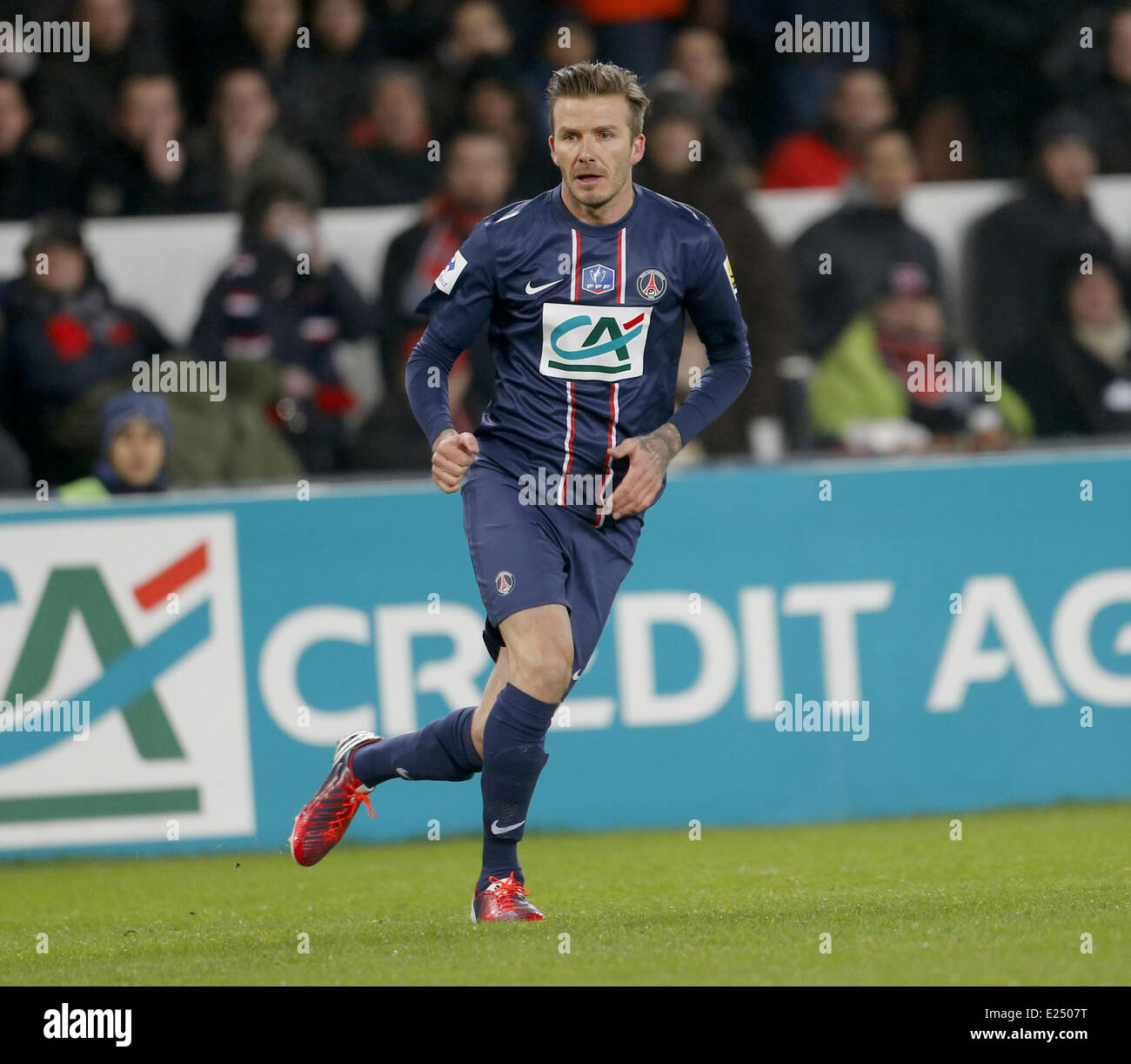 Paris Saint-Germain's English midfielder David Beckham during the ...