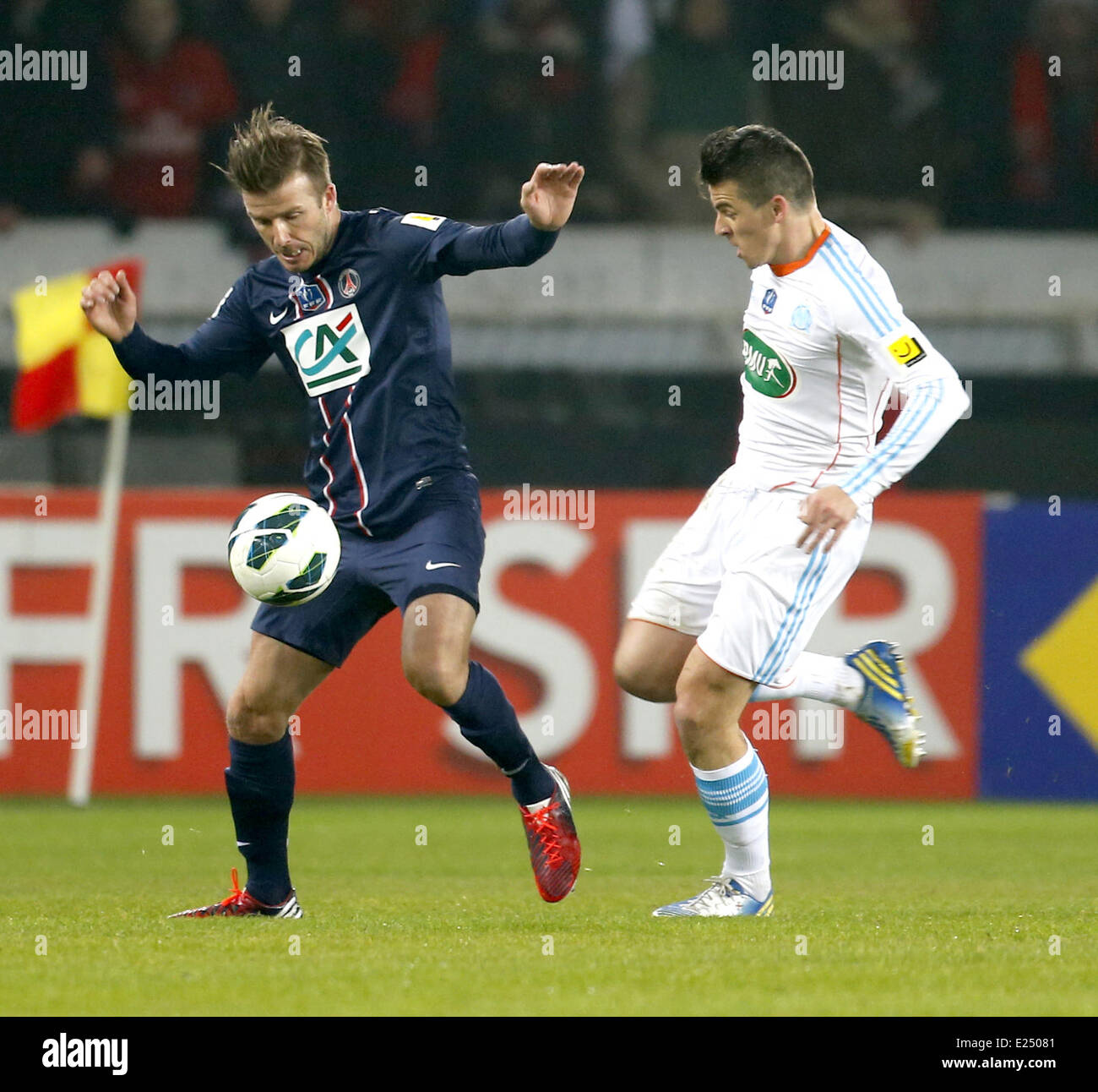 Paris Saint-Germain's English midfielder David Beckham during the ...