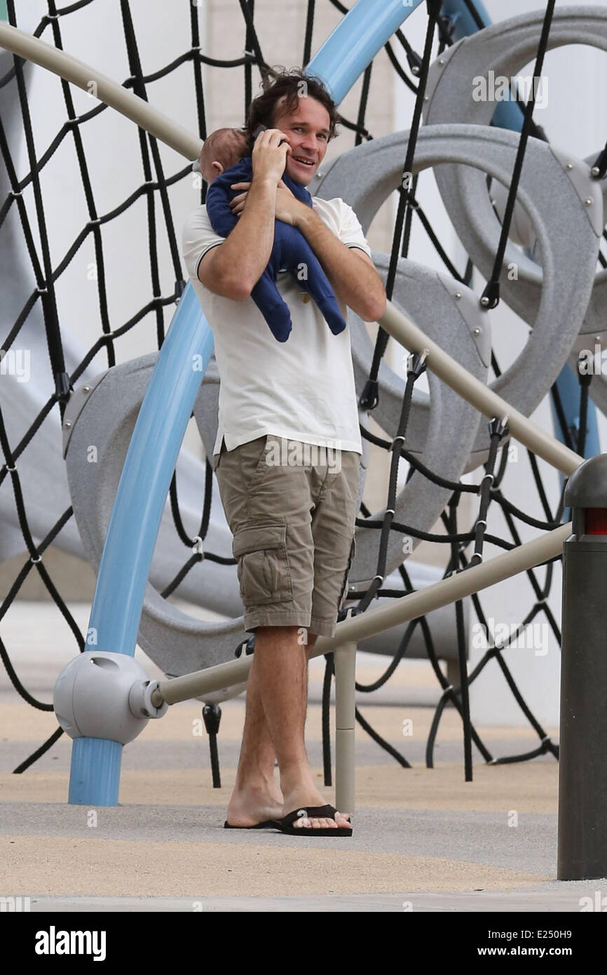 Former tennis star Carlos Moya spends the day with his family while on ...