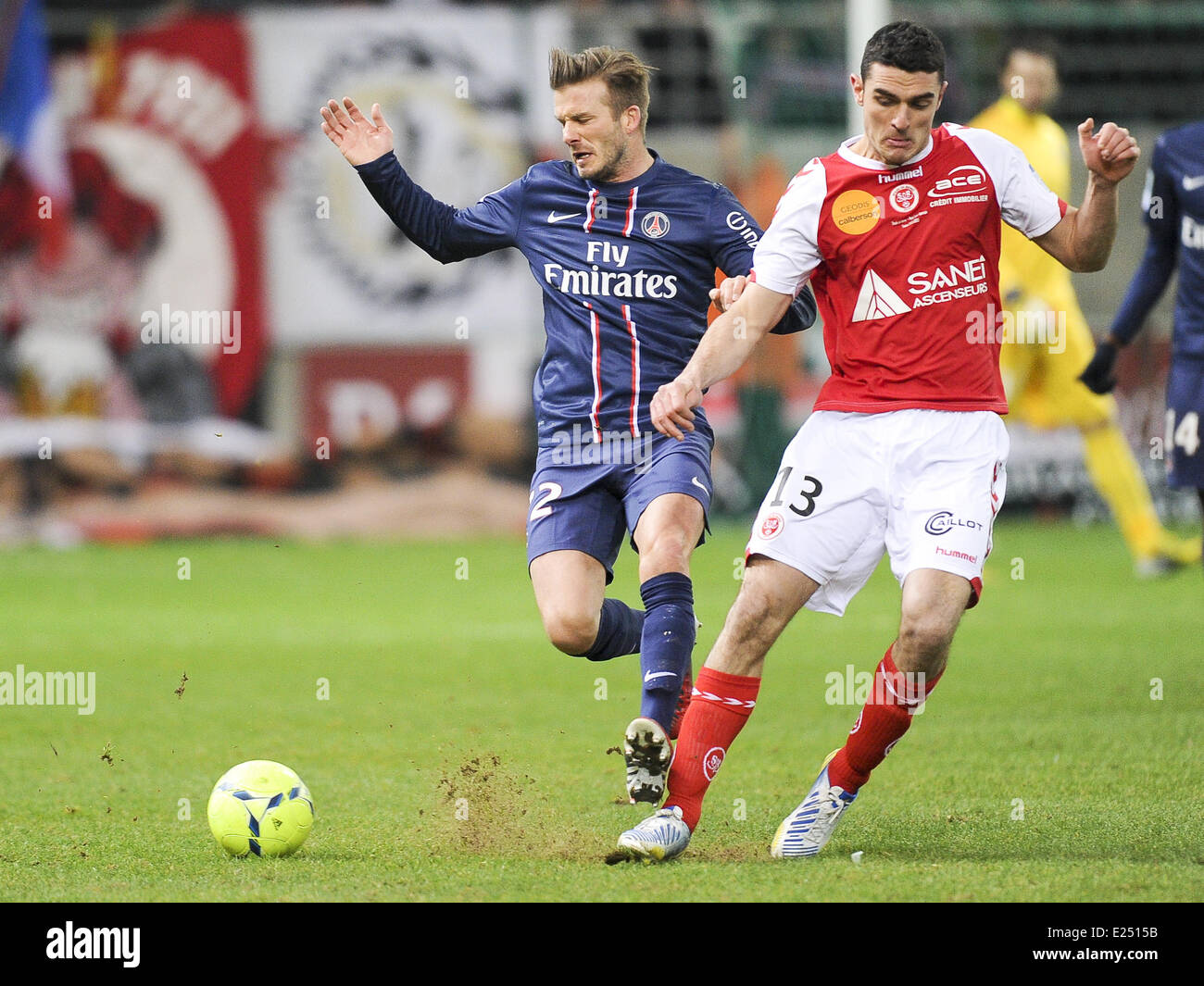 David Beckham of Paris Saint-Germain (PSG) in action during the French ...