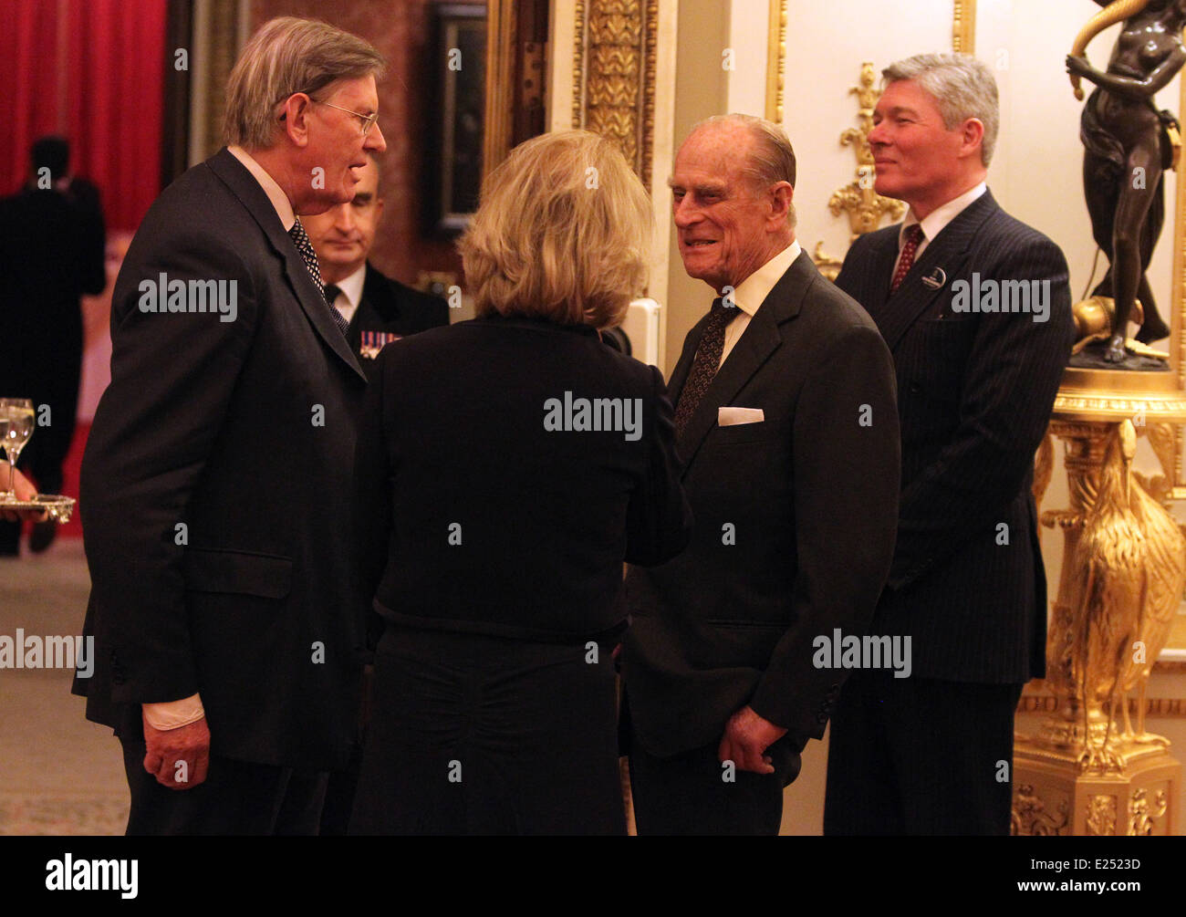 Duke Of Edinburgh greets Stone's Bill Cash (left) MP at a reception for ...