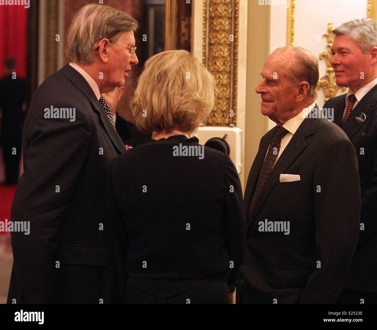 Duke Of Edinburgh greets Stone's Bill Cash (left) MP at a reception for ...