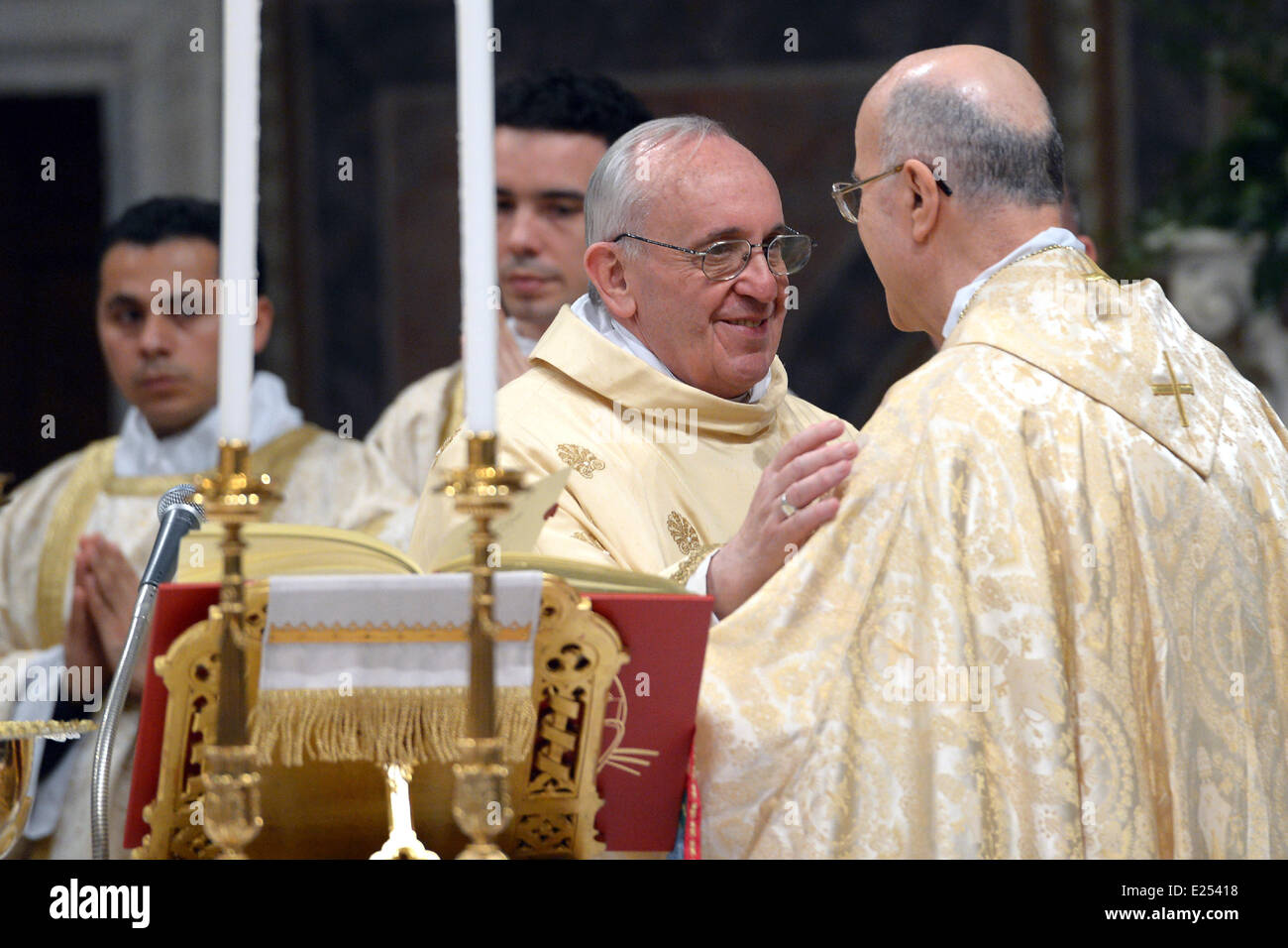 Jorge Mario Bergoglio at his first Mass with cardinals as Pope Francis ...