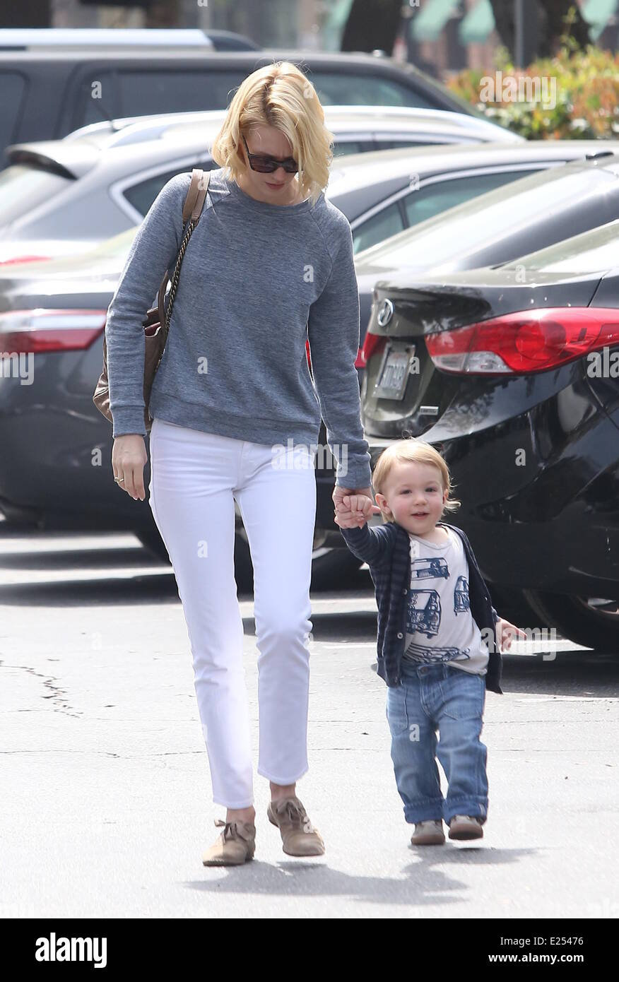 January Jones seen with her son Xander and a friend heading to Houston ...