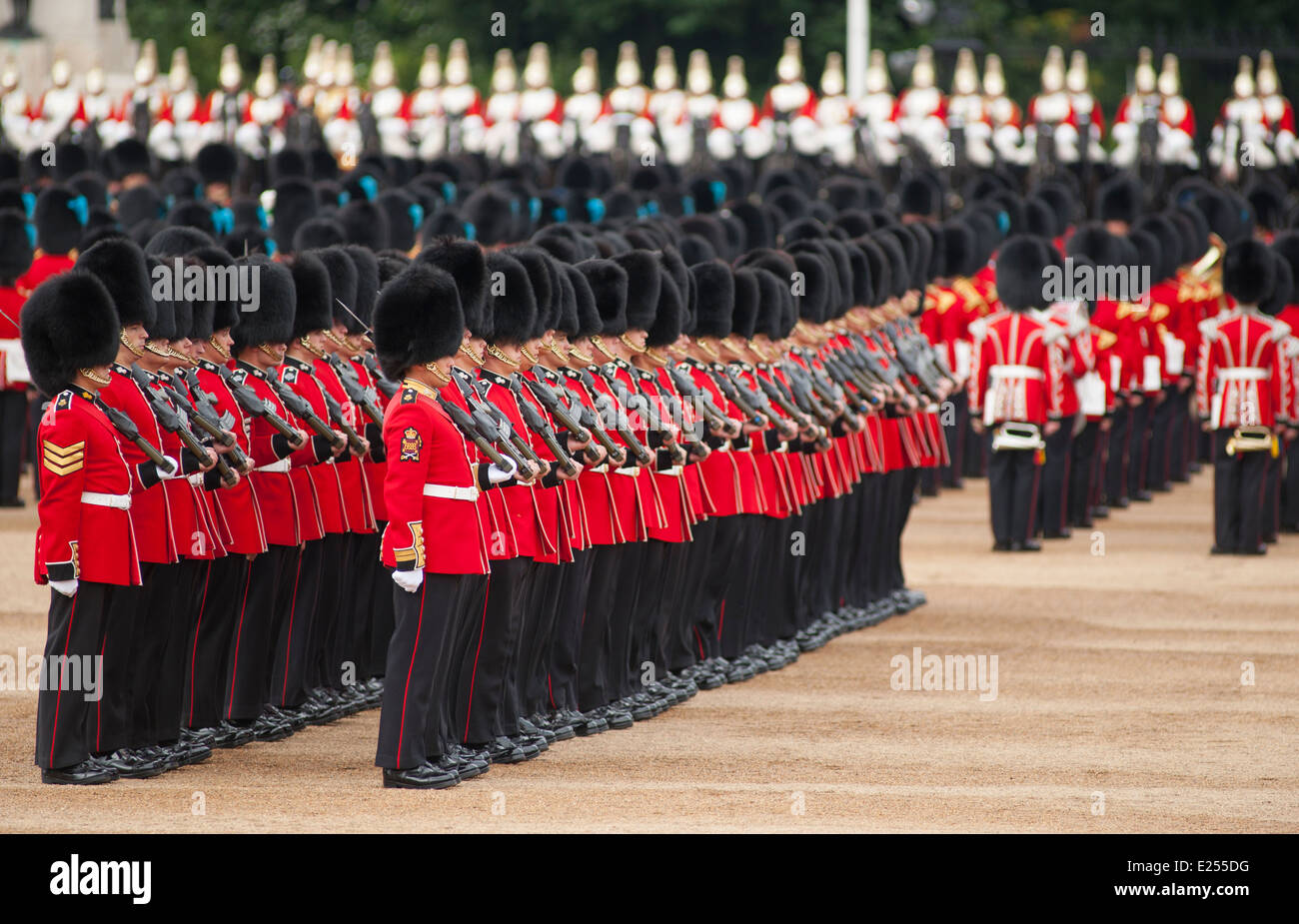 Lines of Guardsmen at The Queen’s Birthday Parade, Trooping the Colour ...