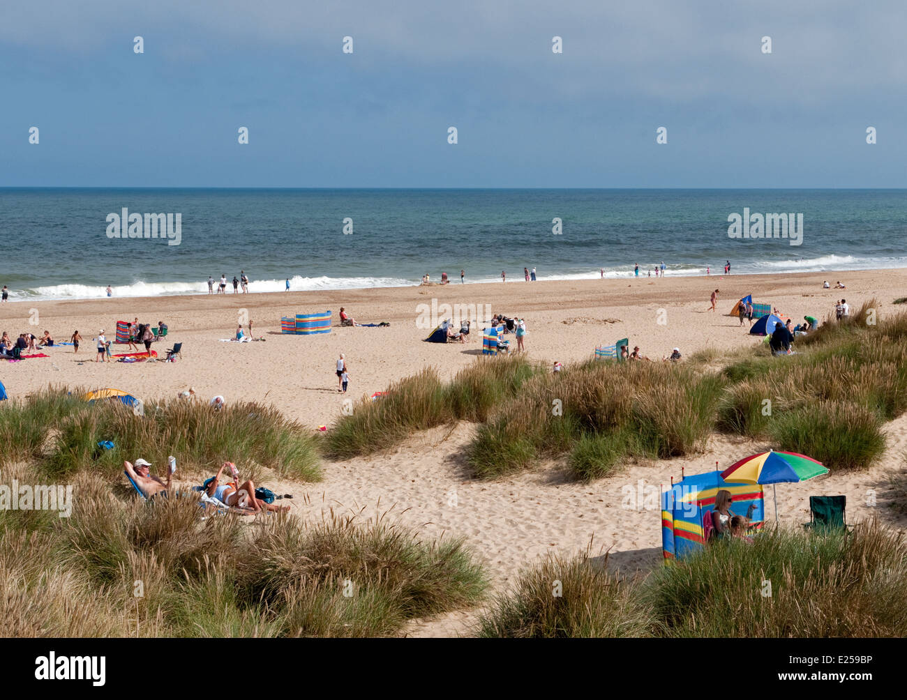 Holidaymakers on the Dunes and Golden Sands of Winterton-on-Sea's Beach ...