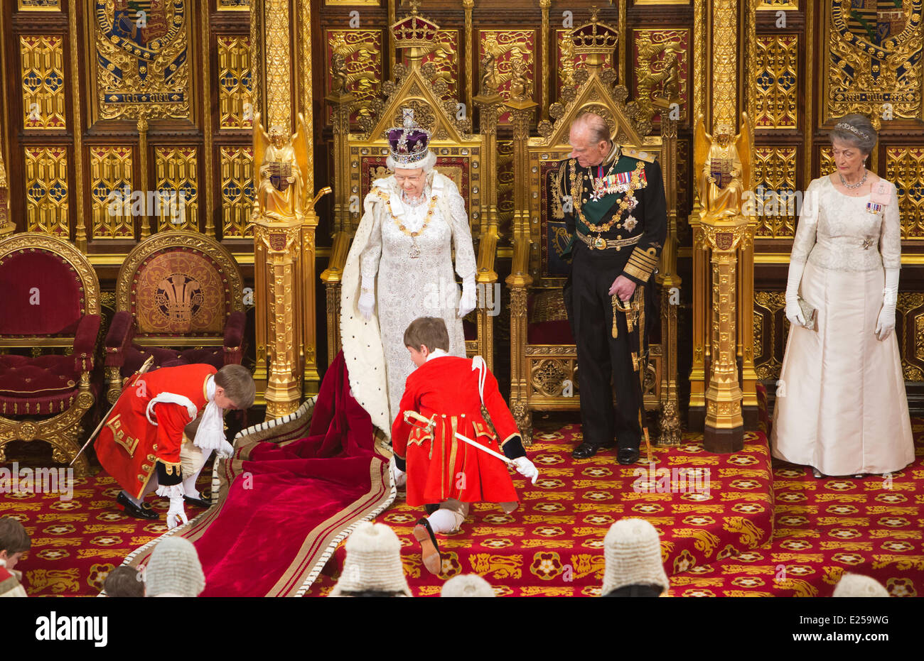 Queen Elizabeth II, attends the annual State Opening of Parliament ...