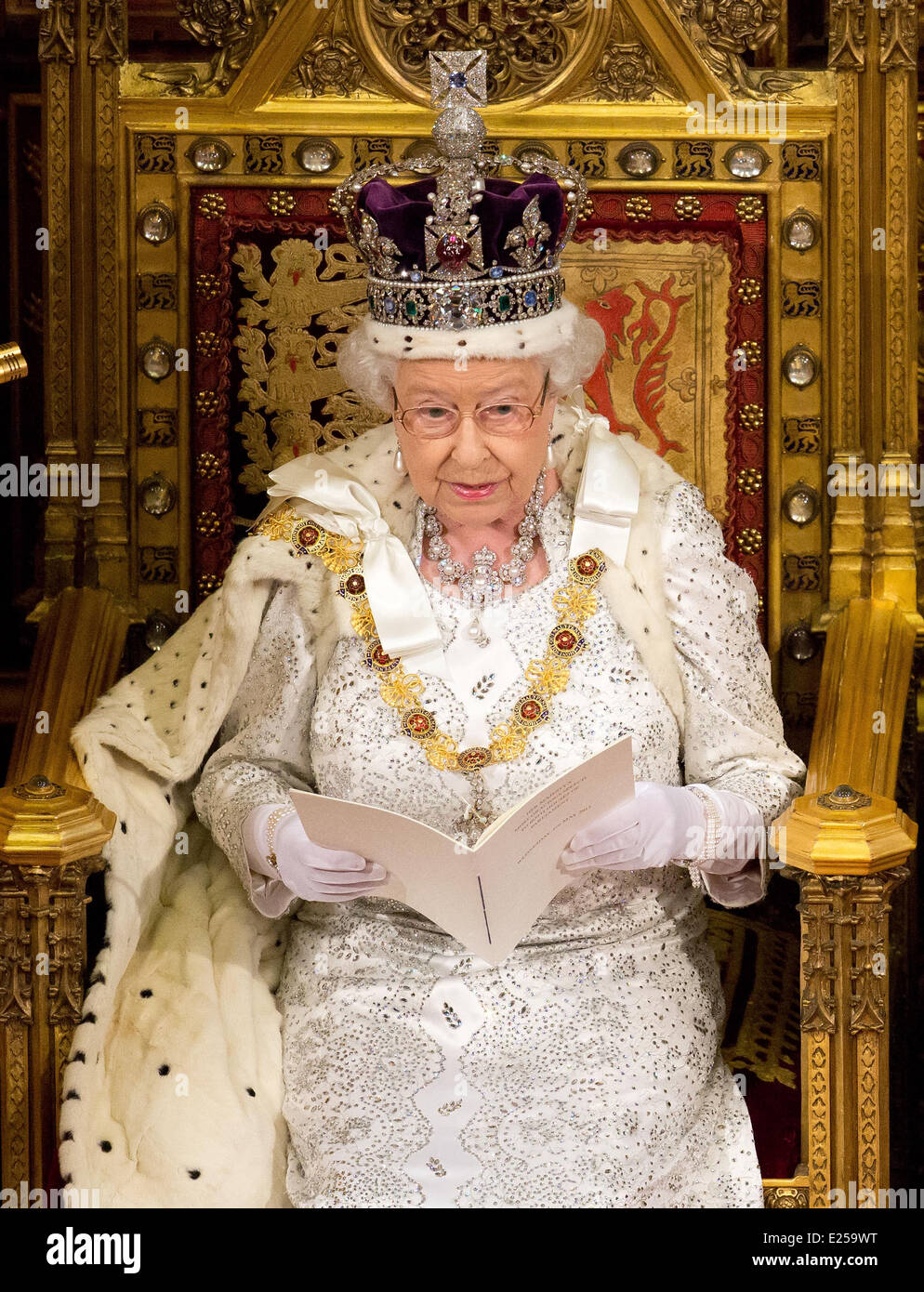 Queen Elizabeth II, attends the annual State Opening of Parliament ...