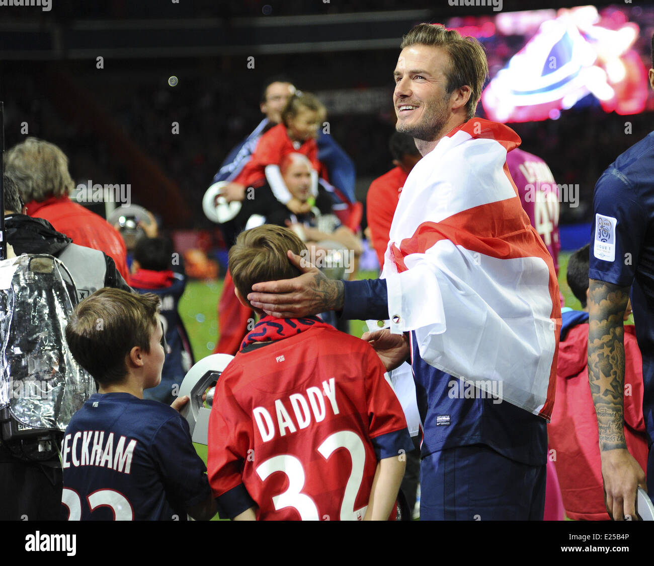 David Beckham last game in French L1 football match between Paris St ...