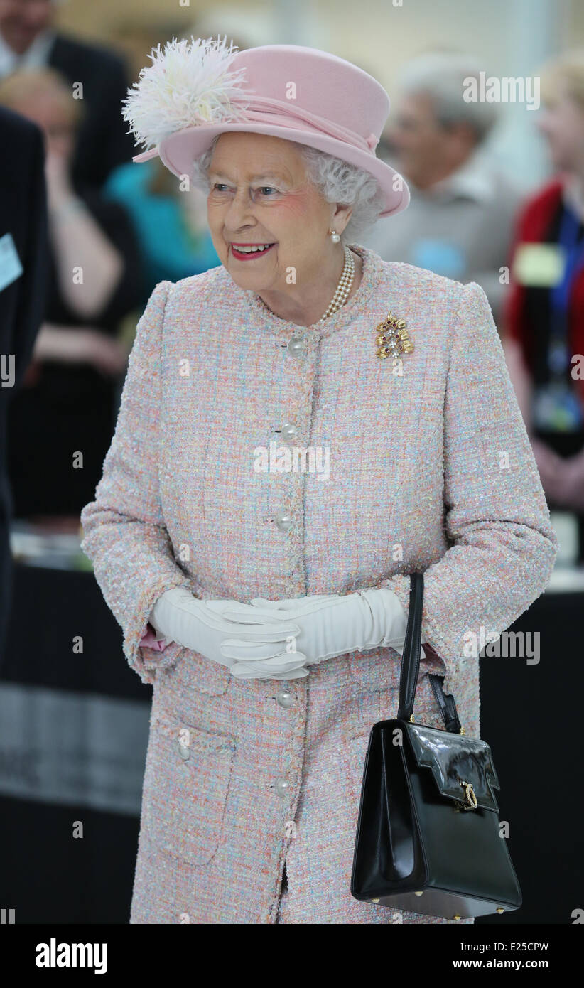 CAMBRIDGE - UK -23 MAY 2013: ROTA: Queen Elizabeth II during a visit to ...
