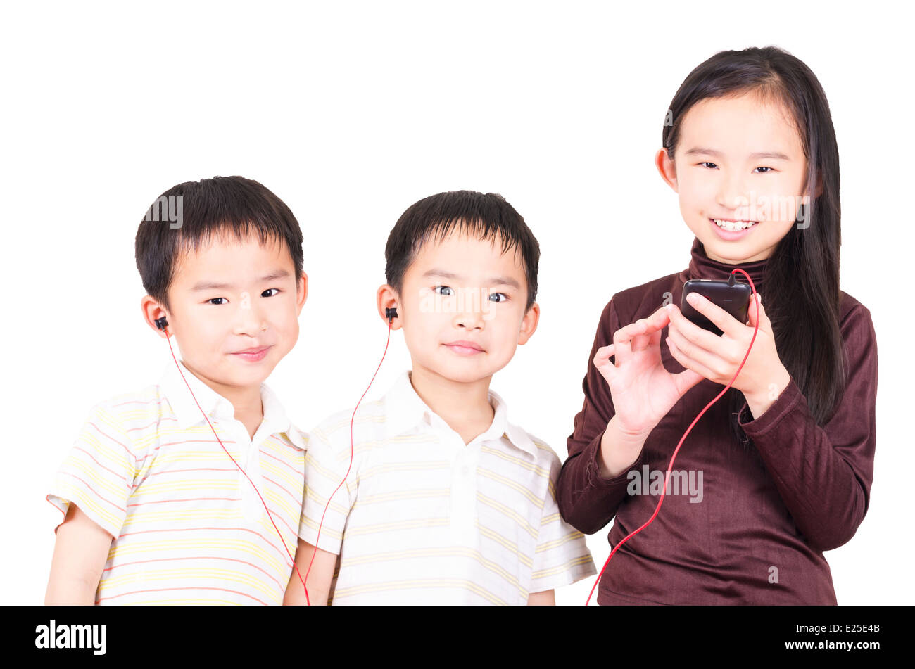 Happy smile woman listen music Cut Out Stock Images & Pictures - Alamy