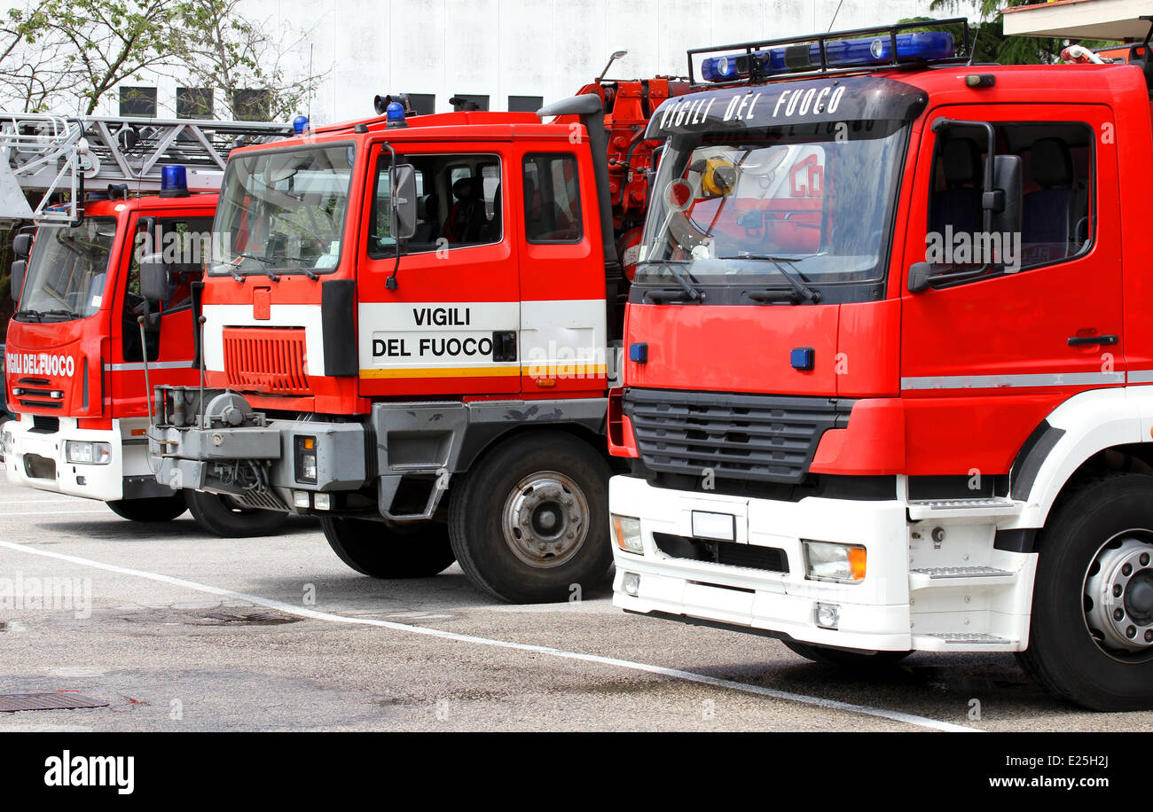 three trucks of Italian firefighters ready for every emergency Stock ...