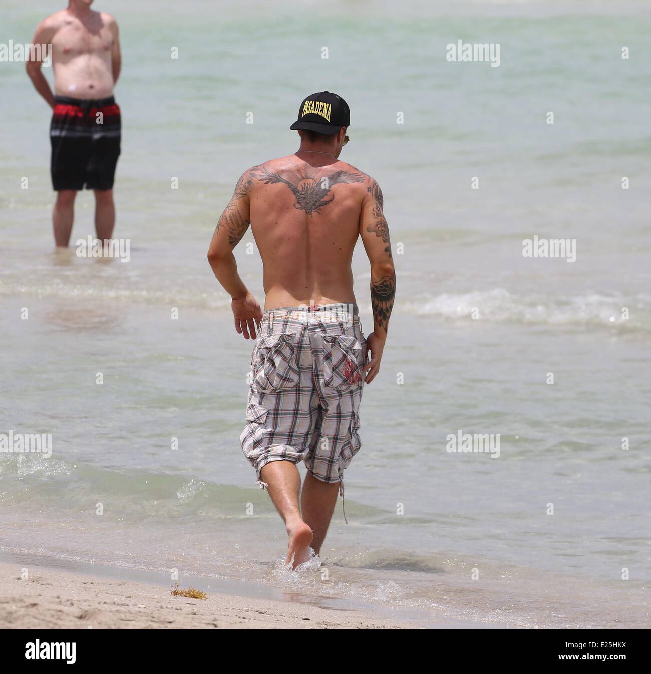 Duncan James and Lee Ryan from Blue on holiday at Nikki Beach resort on ...